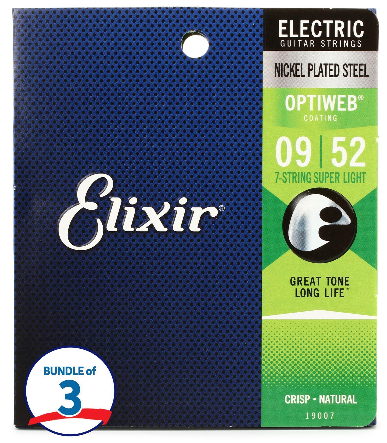 Elixir Strings 19007 Optiweb Electric Guitar Strings - .009-.052 Super ...
