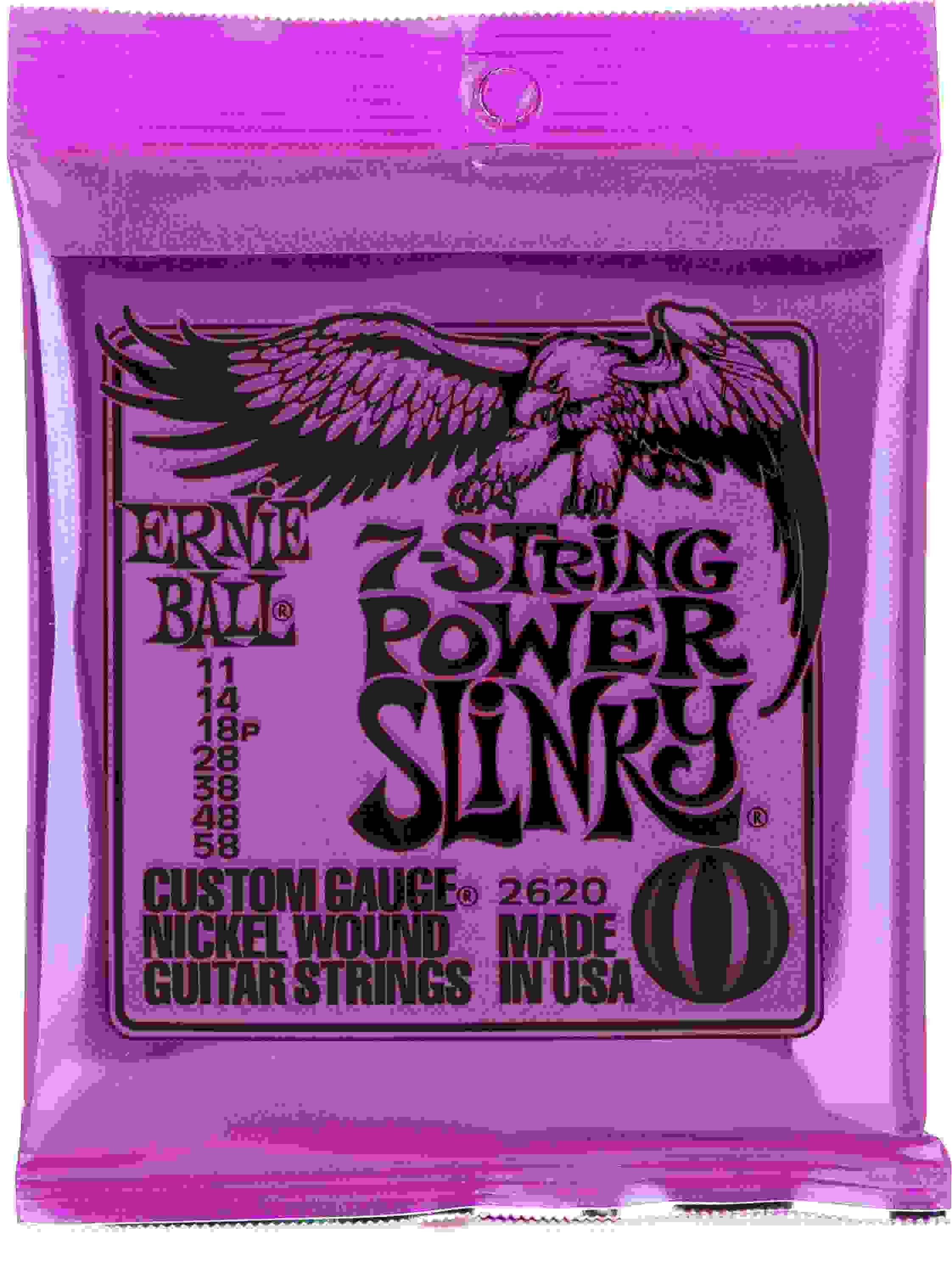 Ernie Ball 2620 Power Slinky Nickel Wound Electric Guitar Strings - .011-.058 7-string | Sweetwater