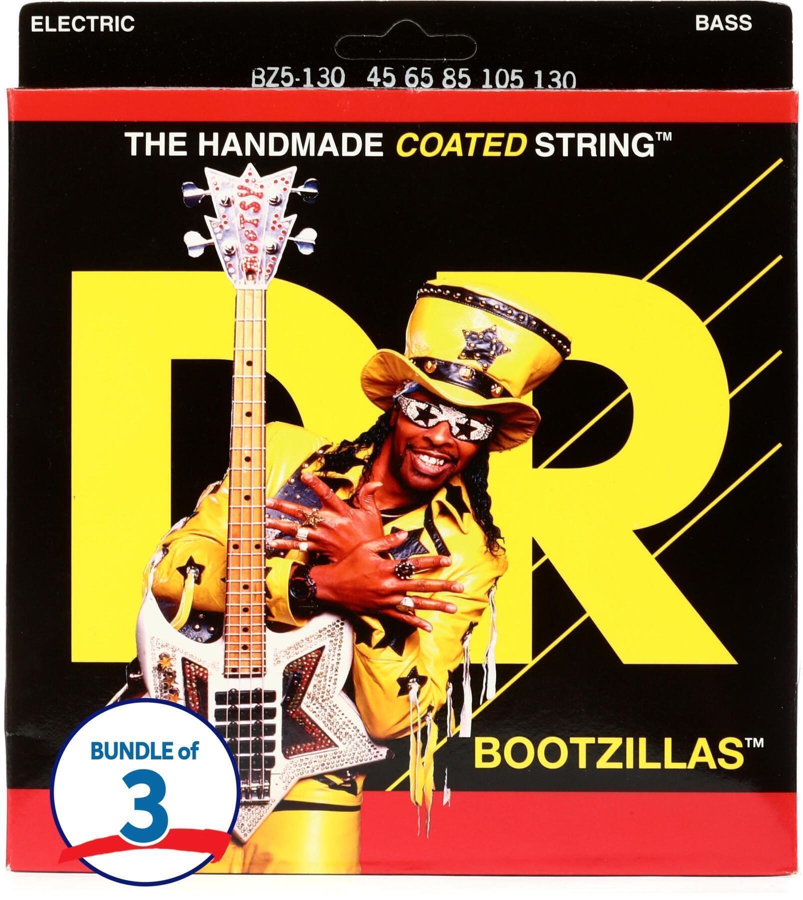 DR Strings BZ5-130 Bootzillas Clear-coated Stainless Steel Bass Guitar ...