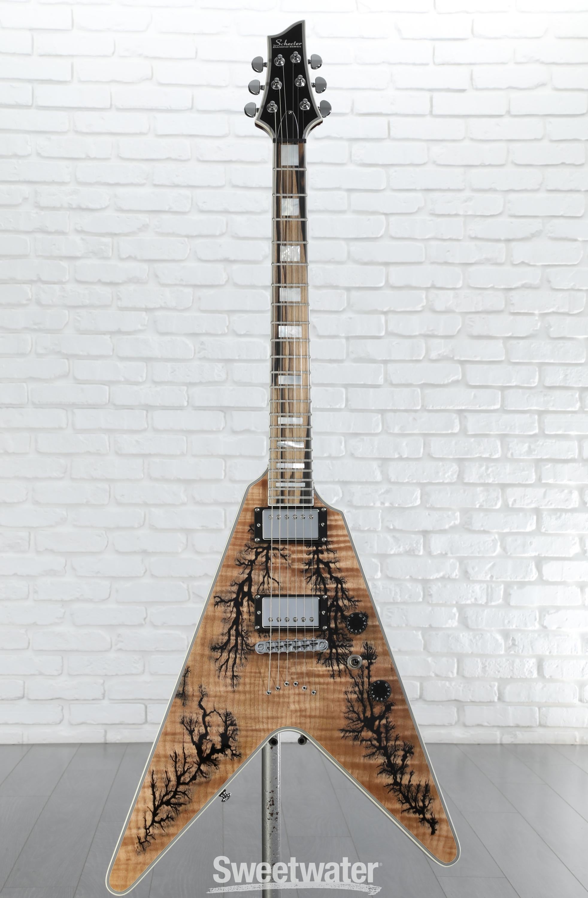 Schecter V-1 Electro Resin Electric Guitar - Black Electro Resin ...