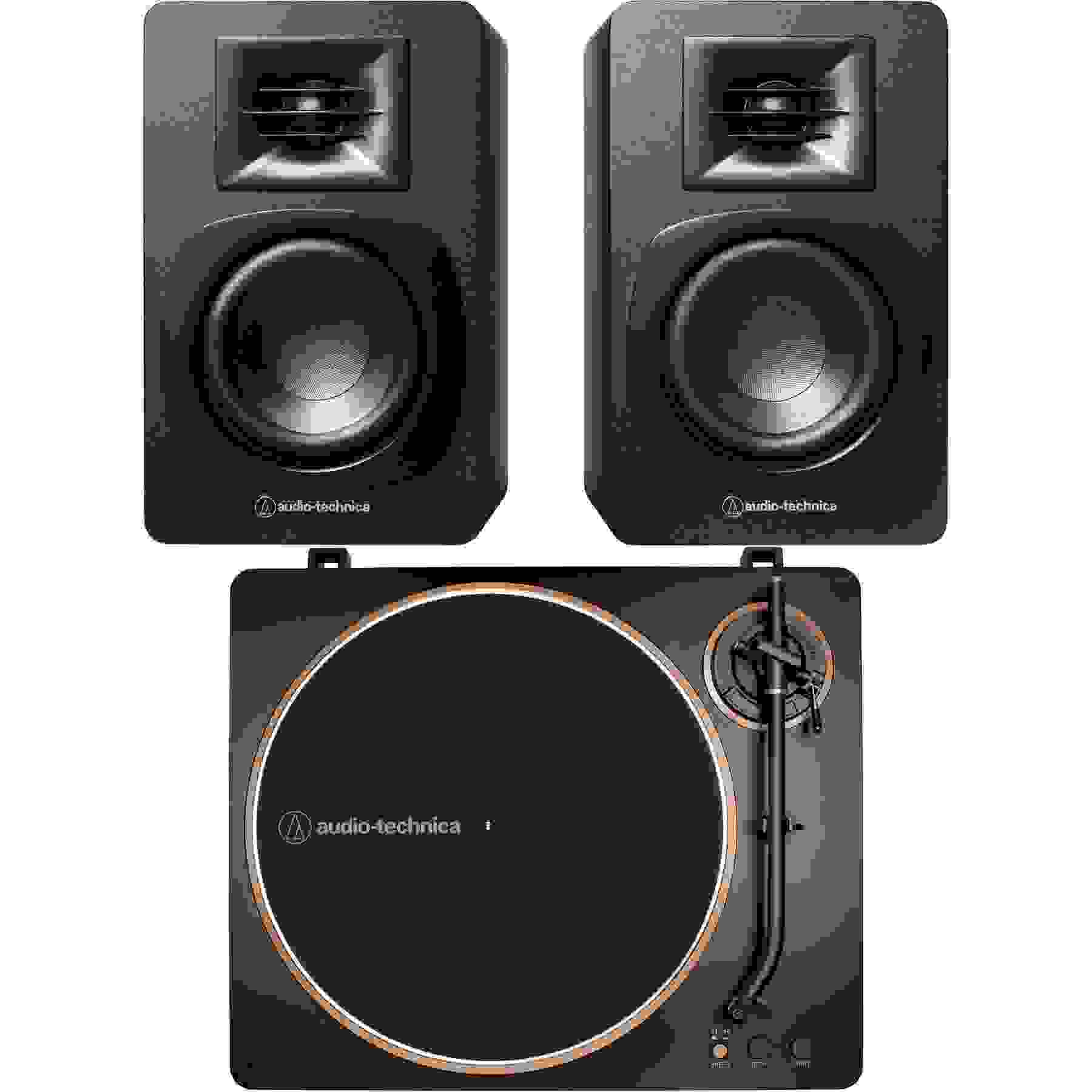 Audio-Technica AT-LP70X Belt-drive Turntable with AT-SP3X Powered ...