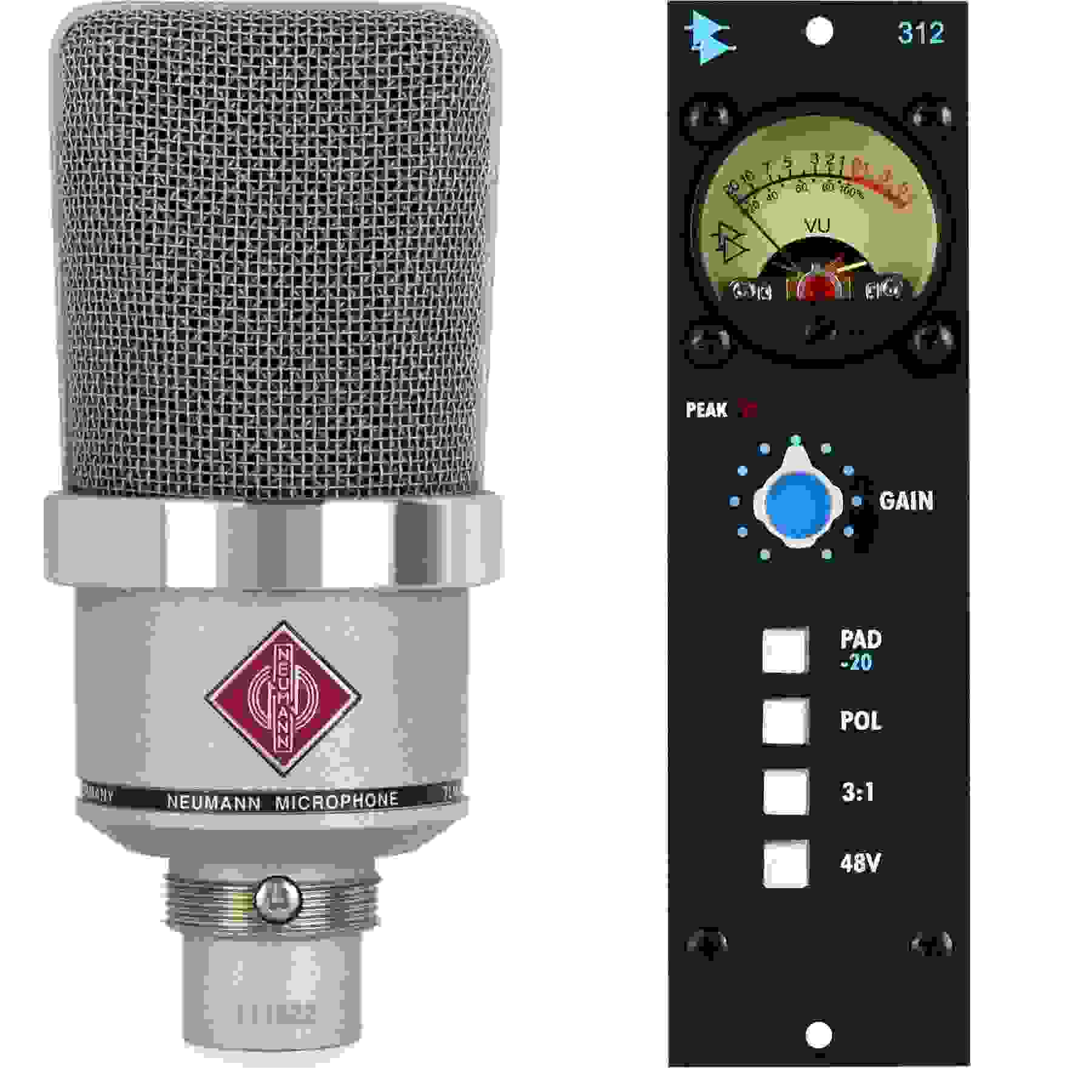 Neumann TLM 102 Large-diaphragm Condenser Microphone and API 312 500 Series Microphone Preamp ...