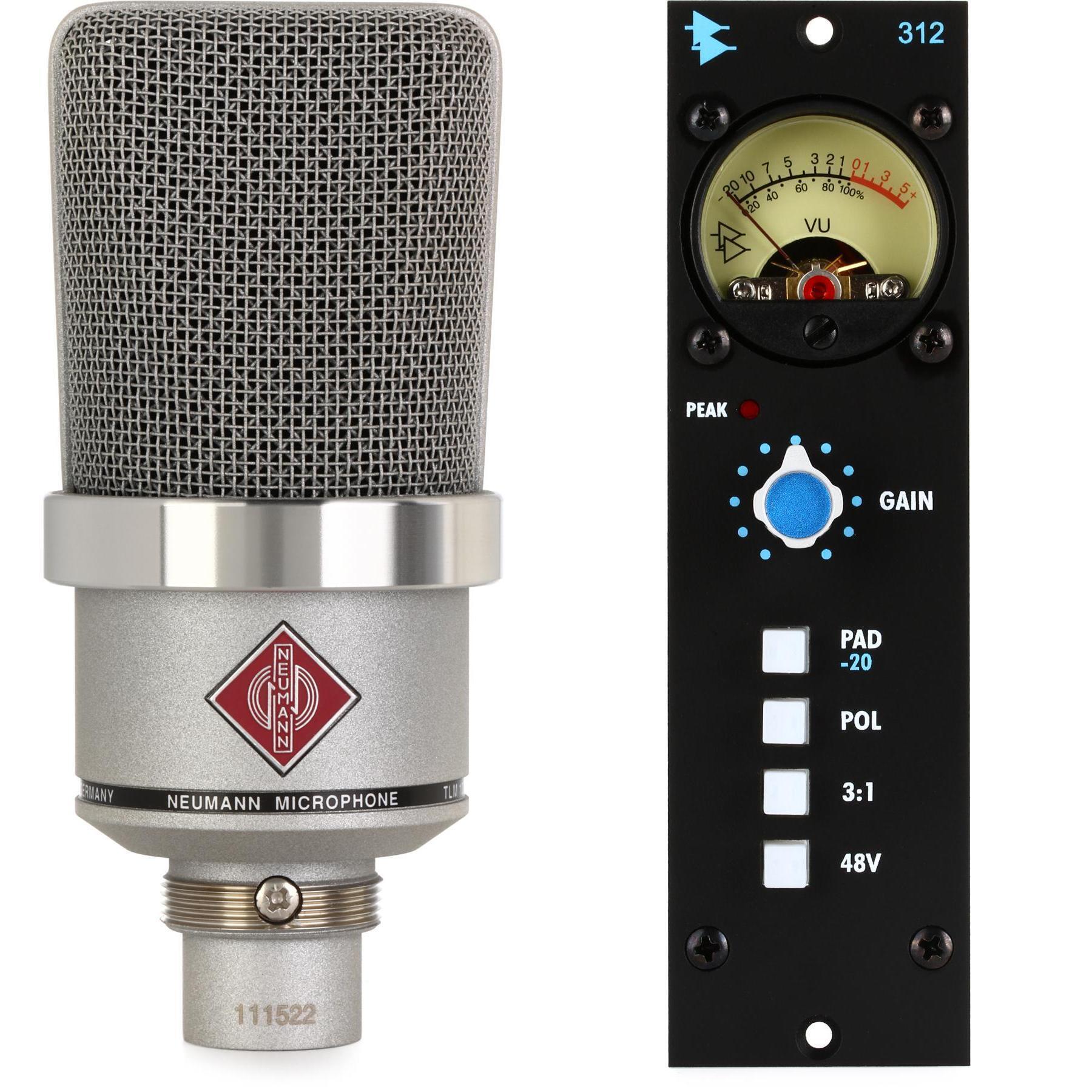 Neumann TLM 102 Large-diaphragm Condenser Microphone and API 312 500 Series Microphone Preamp ...