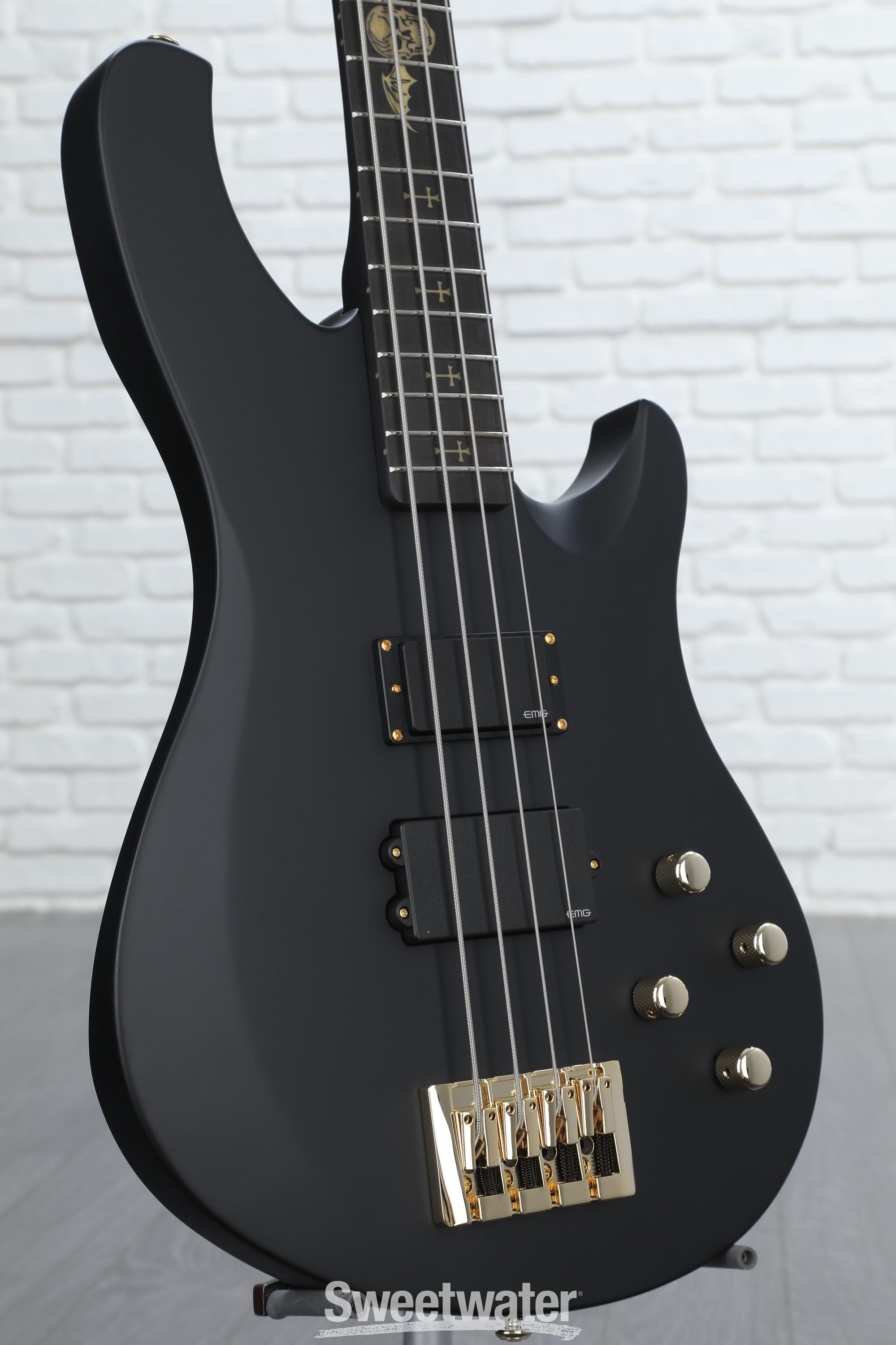 Schecter Johnny Christ Signature Bass Guitar - Satin Black | Sweetwater