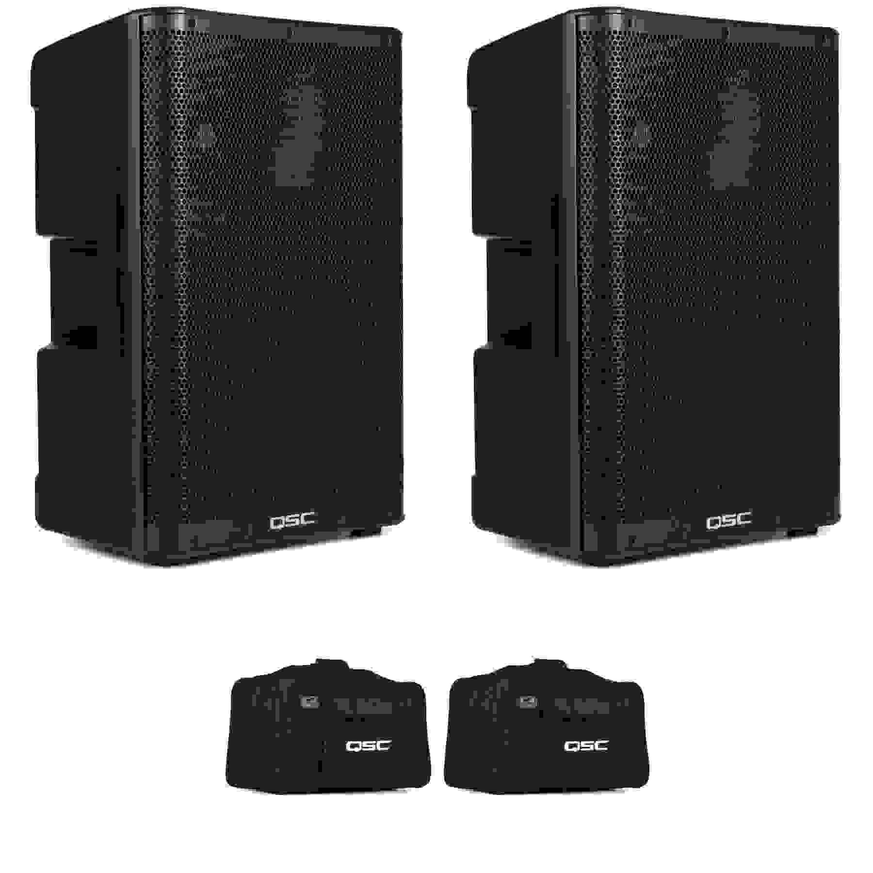 QSC CP12 1,000-watt 12-inch Powered Speaker Pair with Bags Bundle ...