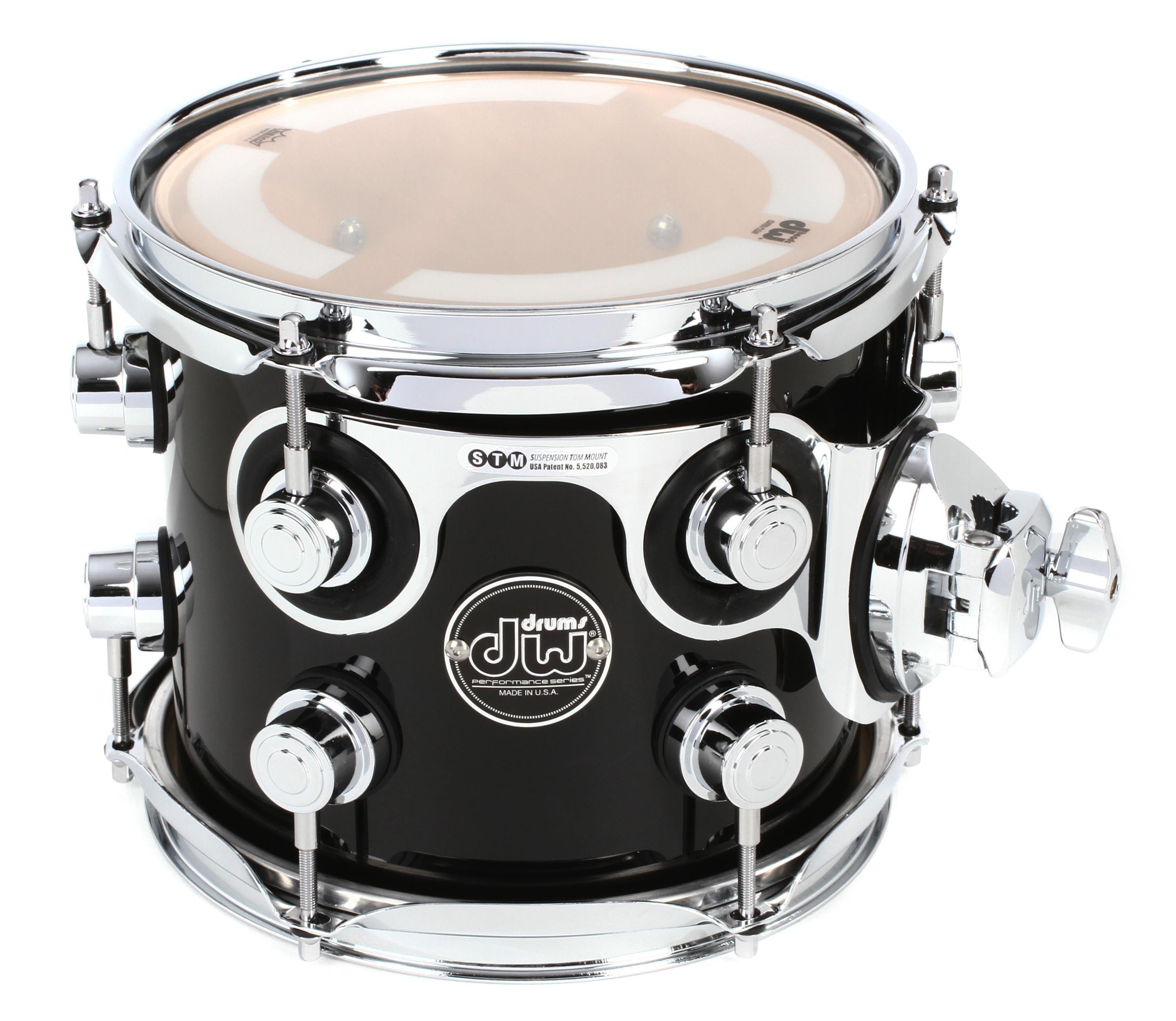DW Performance Series Mounted Tom - 7" x 8" Gloss Black Finish Ply ...