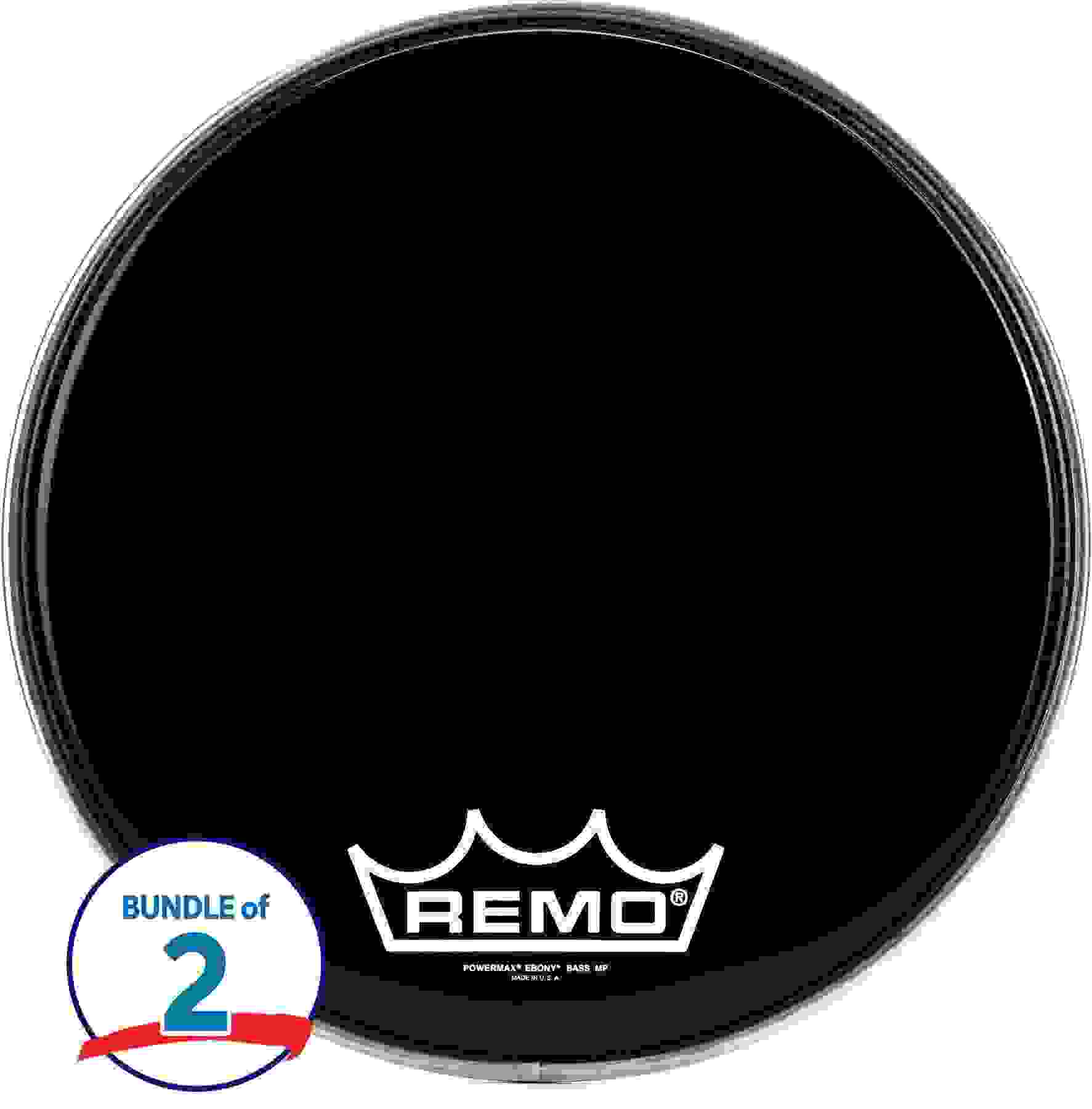 Remo Powermax Ebony Crimplock Bass Drumhead - 16 inch (2 Pack) | Sweetwater