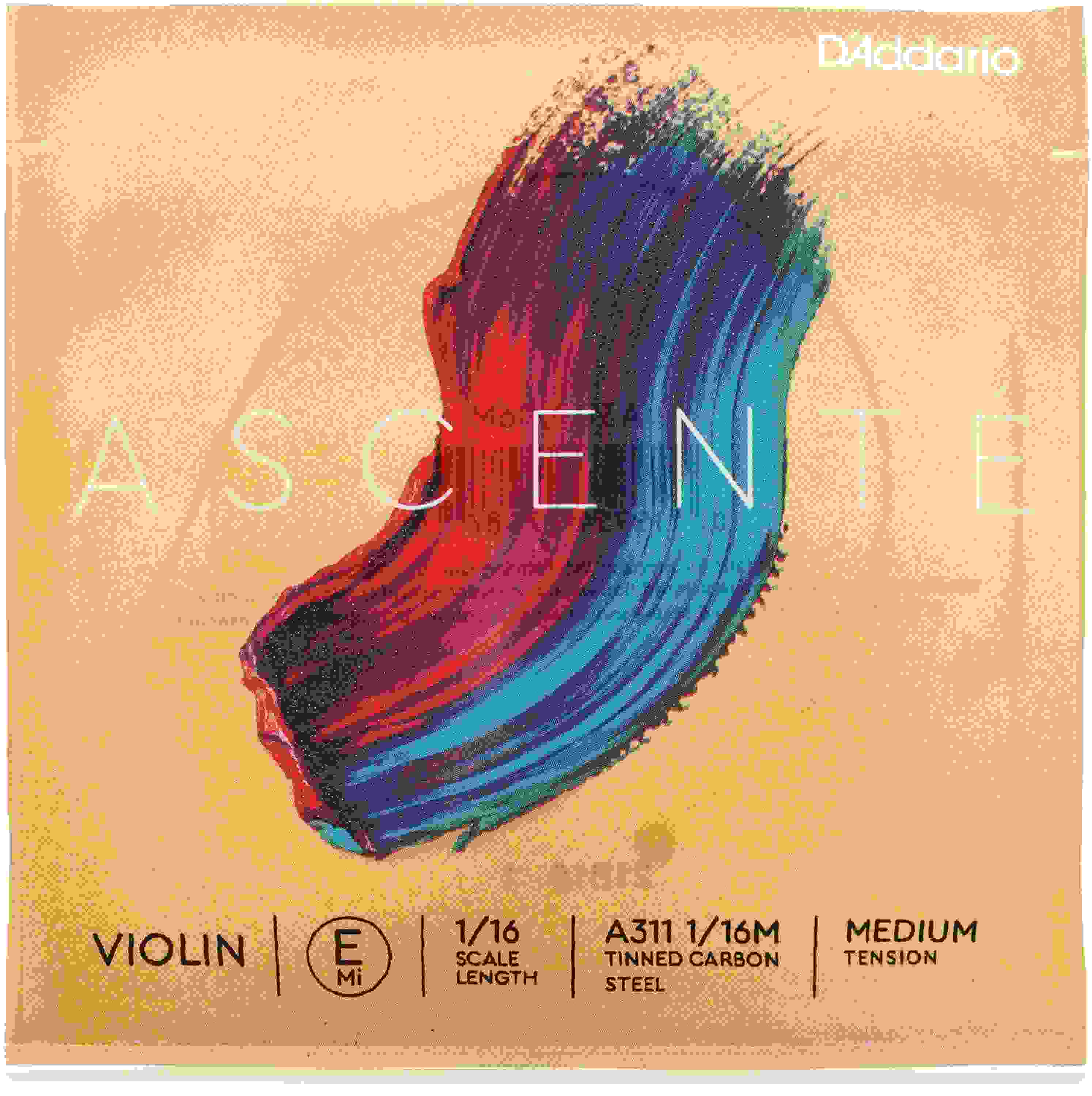 D'Addario A311 Ascente Violin E String - 1/16 Size, Medium Tension ...
