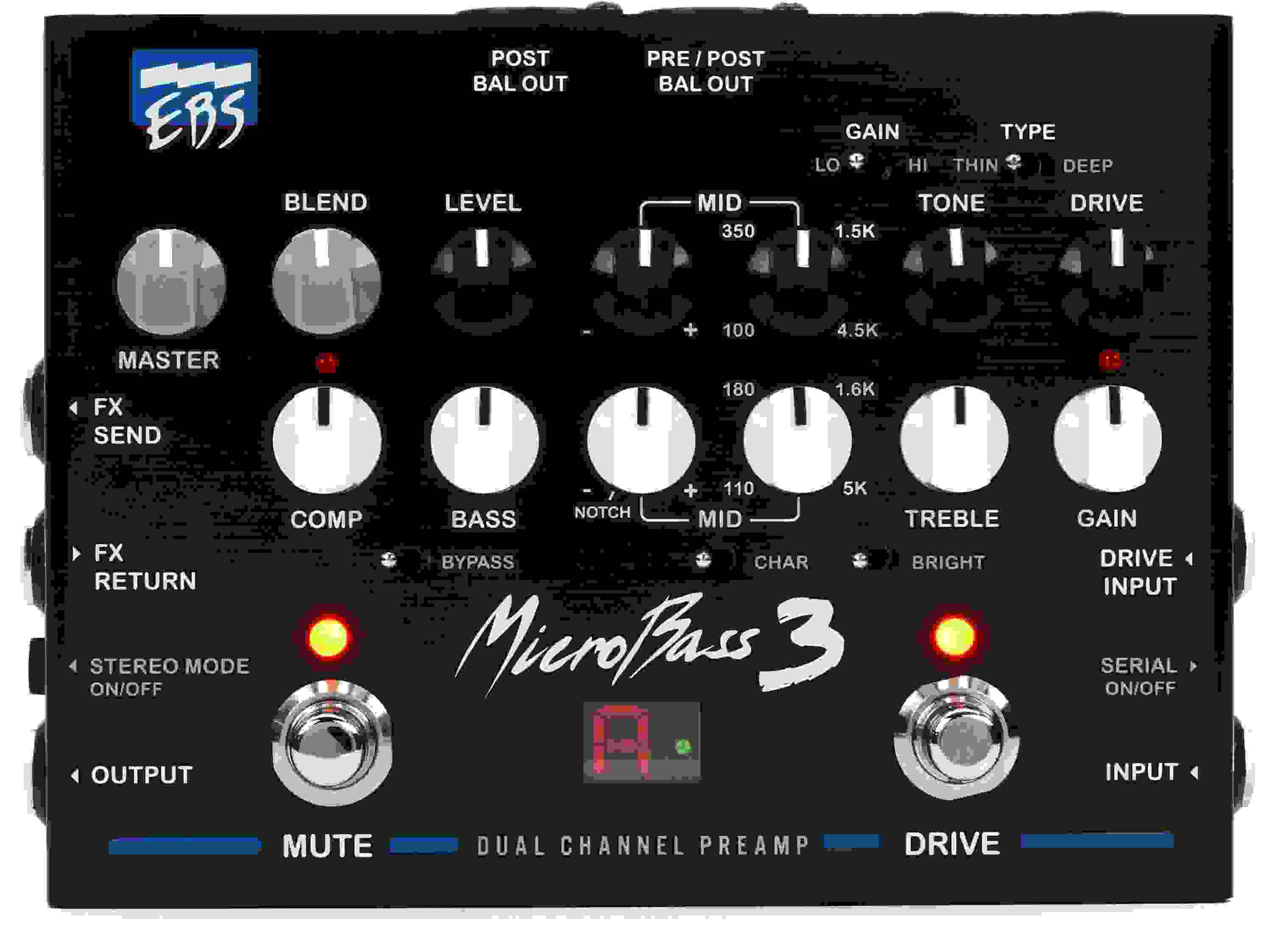 EBS MicroBass 3 2-channel Preamp Pedal | Sweetwater