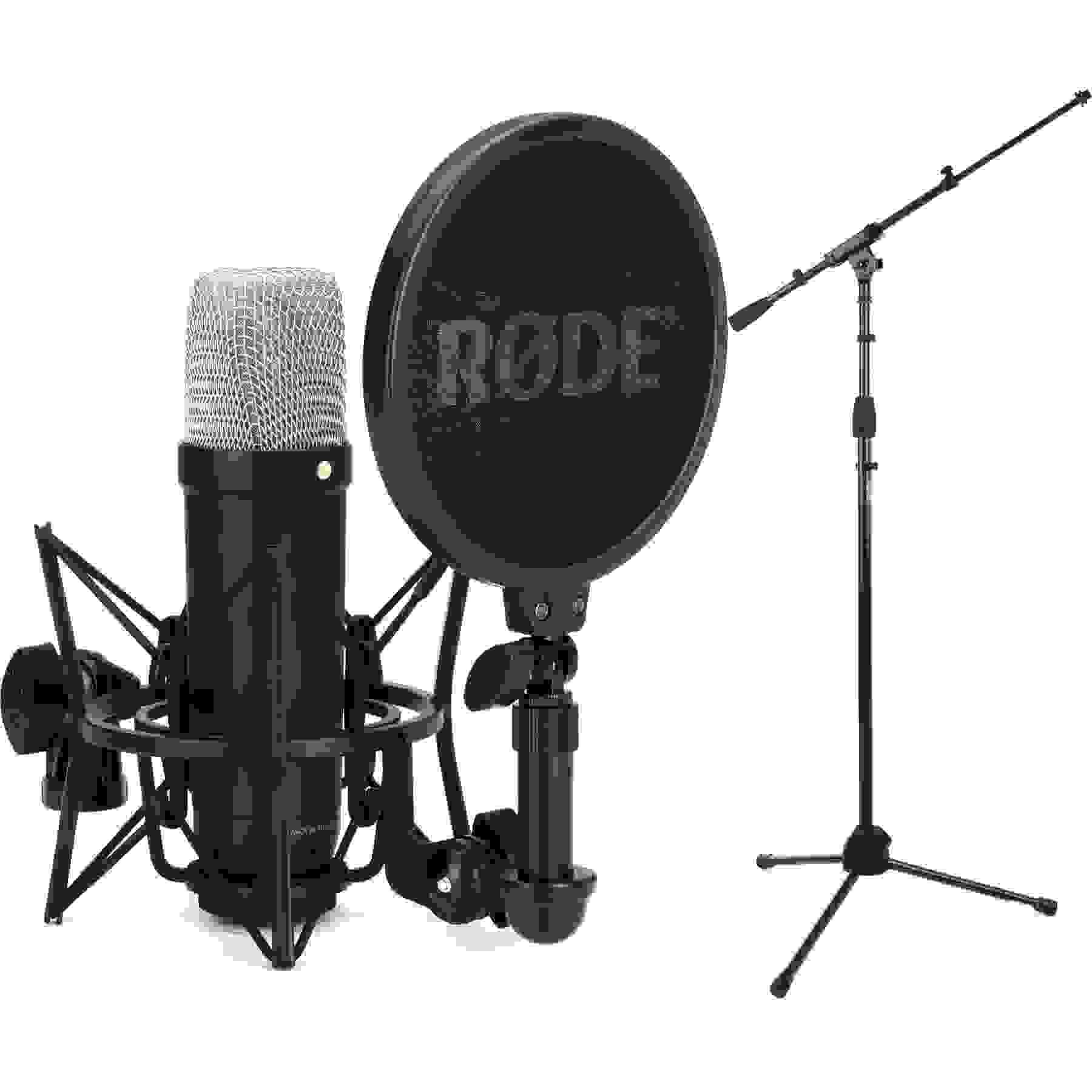 Rode NT1 5th Generation Condenser Microphone with SM6 Shockmount, Pop Filter, Stand, and Cable ...