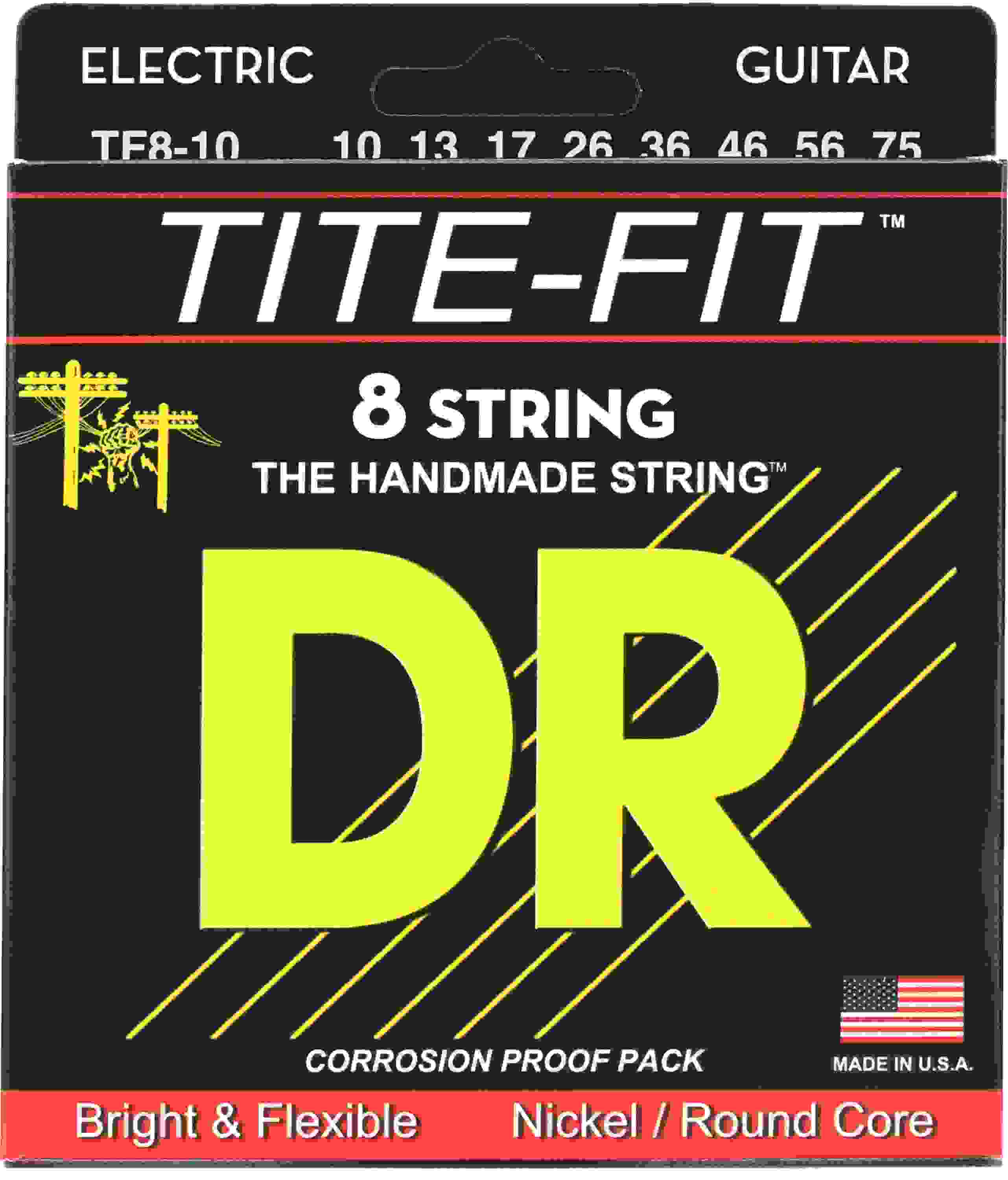 DR Strings TF8-10 Tite-Fit Compression Wound 8-string Electric Guitar ...