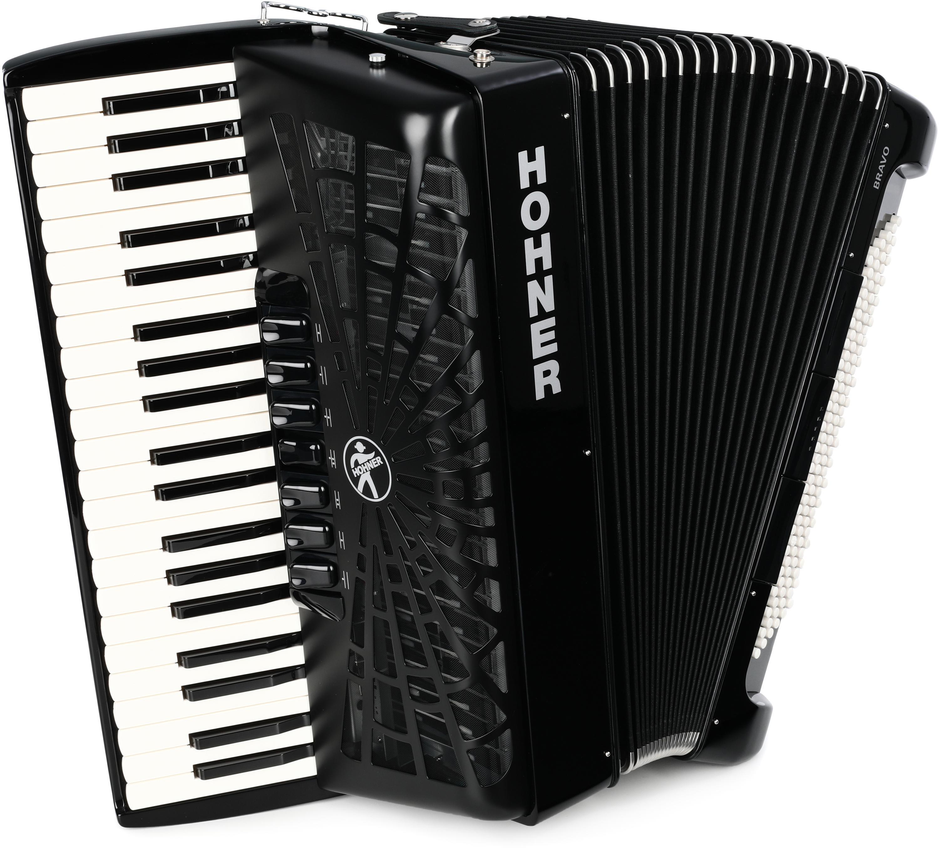Hohner Bravo III 120 Chromatic Piano Key Accordion - Jet Black | Sweetwater