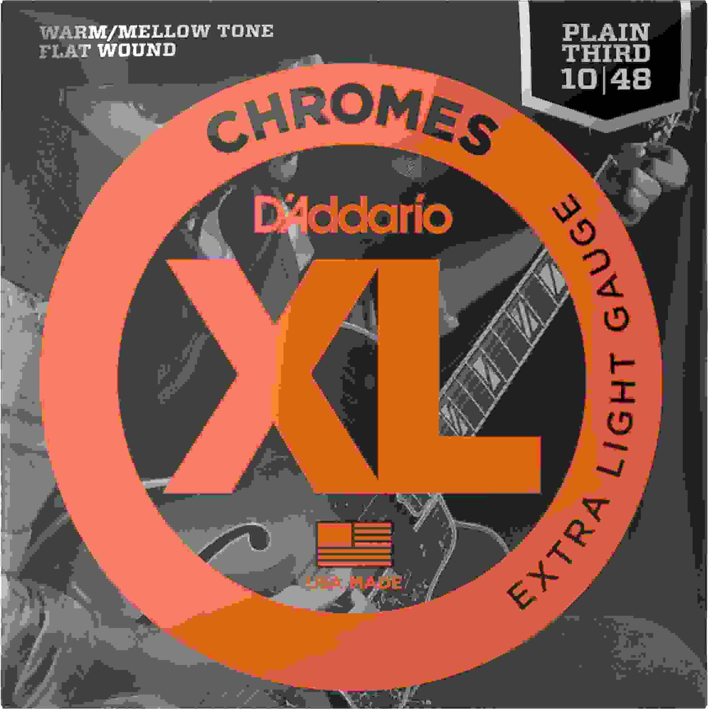 D'Addario XL Chromes Flatwound Electric Guitar Strings - .010-.048 ...