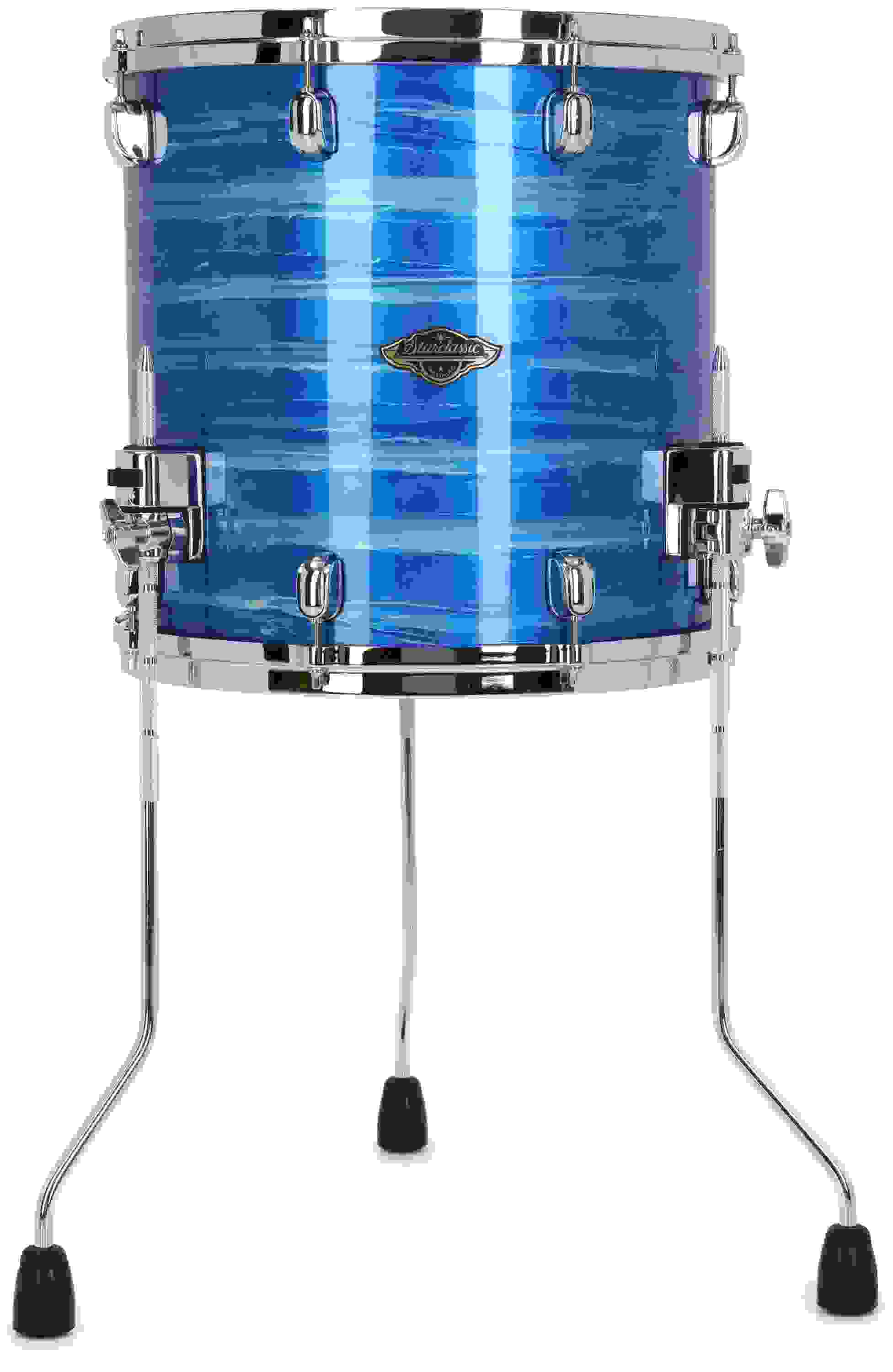 Tama Starclassic Walnut/Birch Floor Tom - 14 inches x 14 inches, Lacquer Ocean Blue Ripple ...