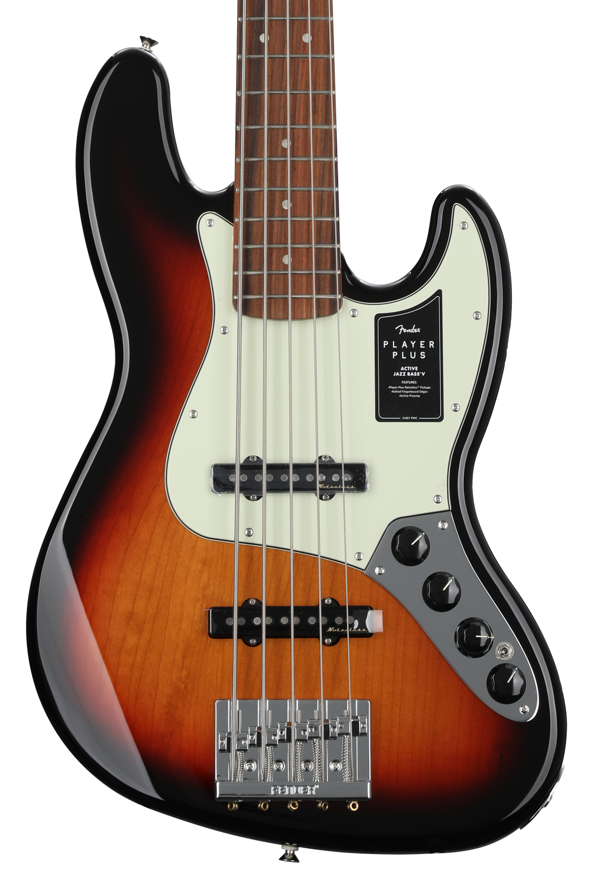 Fender Player Plus Active Jazz Bass V - 3-tone Sunburst with Pau Ferro ...