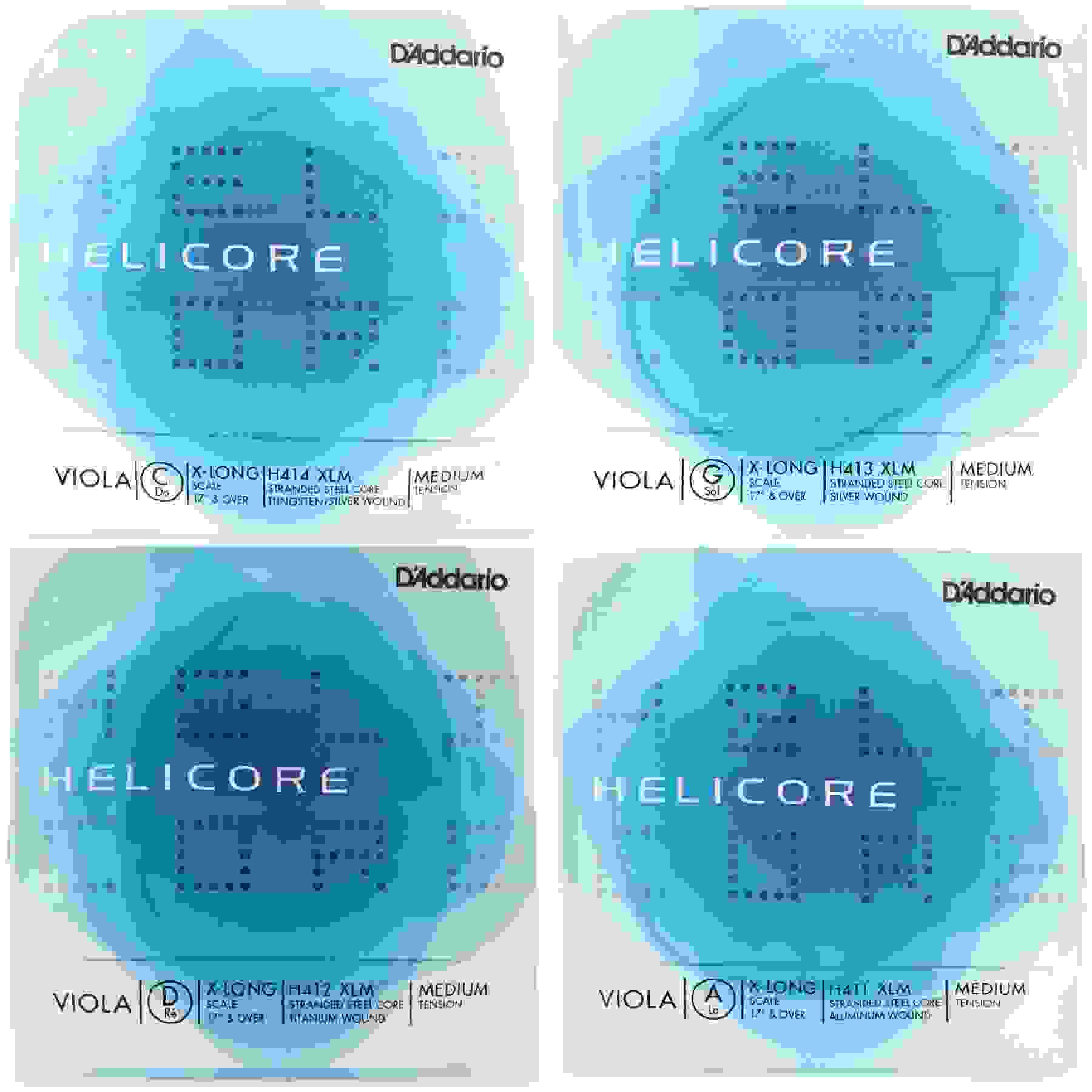 D'Addario H410 Helicore Viola String Set - Extra-Long Scale (17+ inch ...