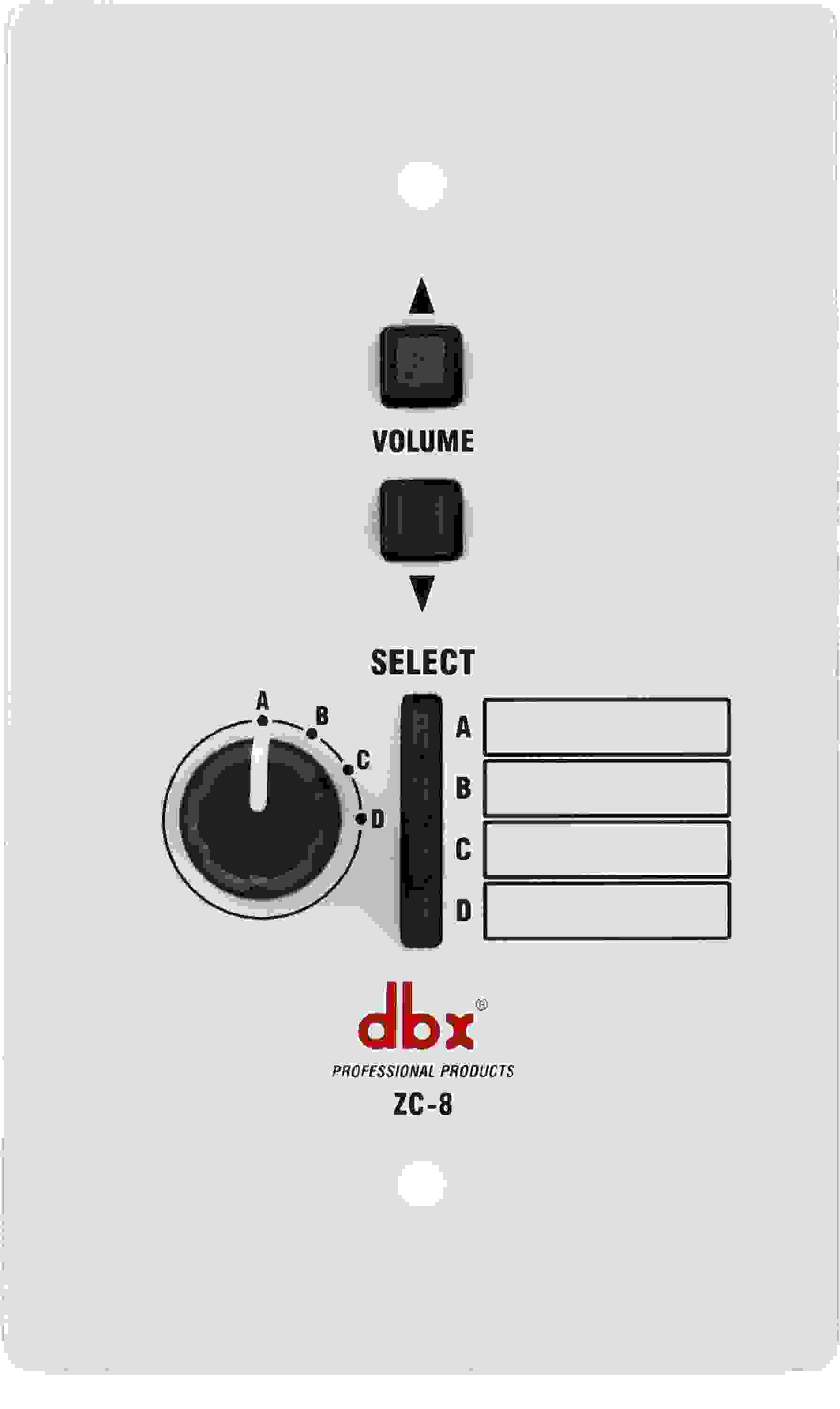 dbx ZC8 Wall-mounted Zone Controller with 4-source Slector and Volume ...