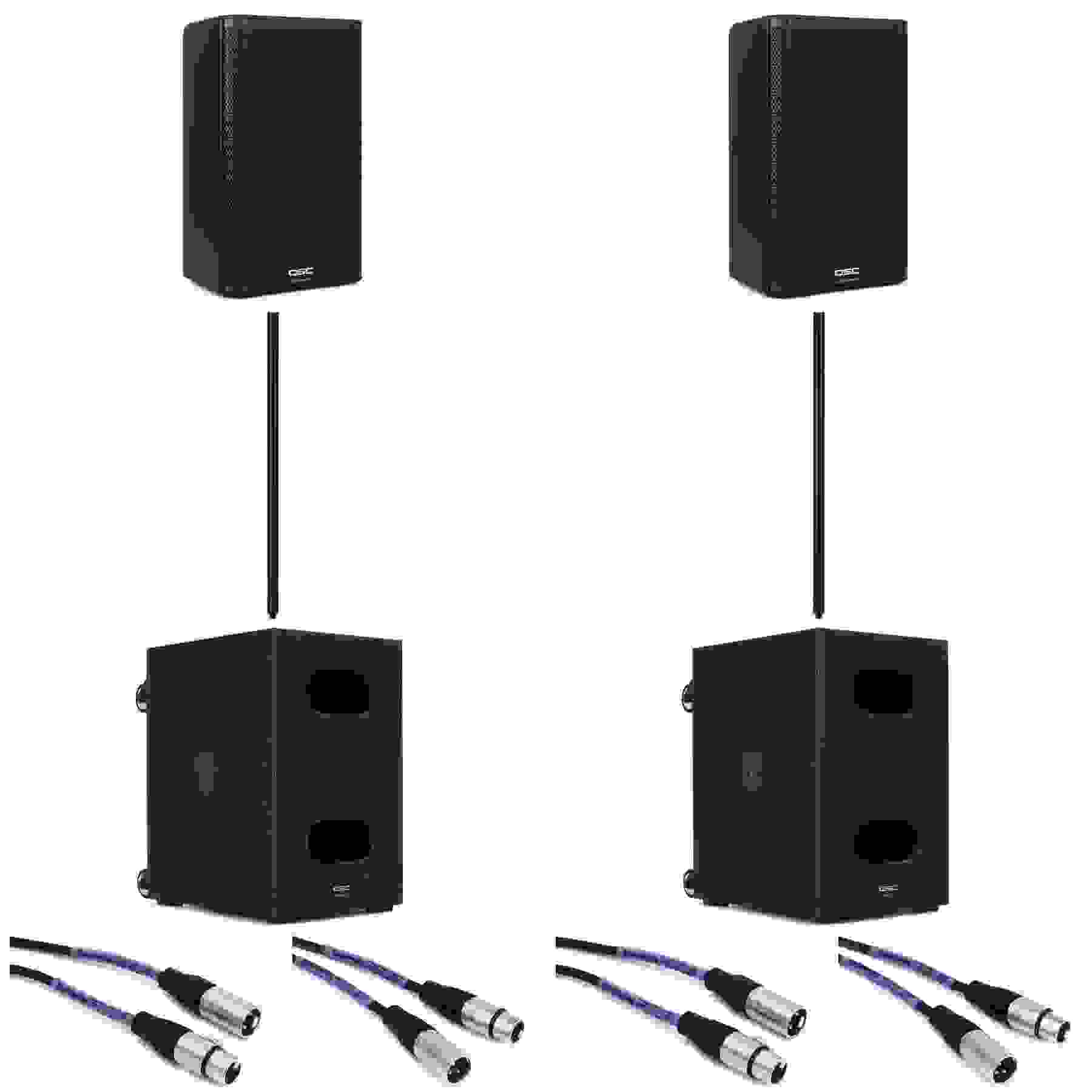 QSC K8.2 8 inch Powered Speaker and KS112 12 inch Powered Subwoofer PA Bundle | Sweetwater