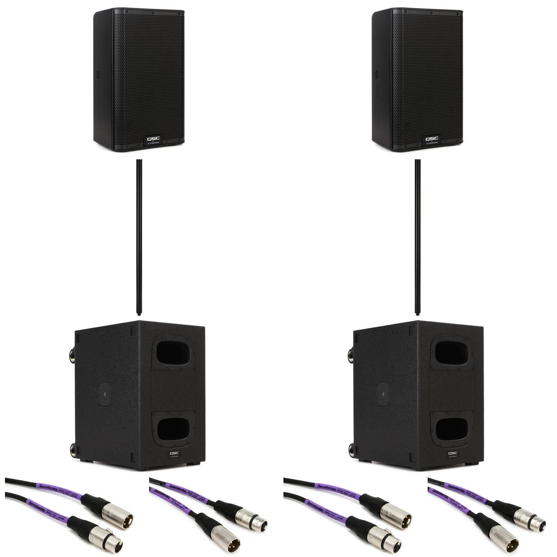 QSC K8.2 8 inch Powered Speaker and KS112 12 inch Powered Subwoofer PA Bundle | Sweetwater