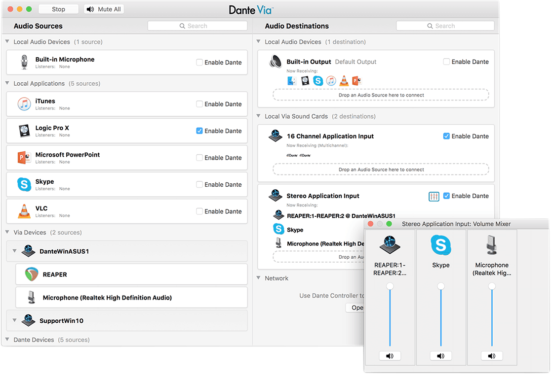 Audinate Dante Via Audio Networking Software | Sweetwater