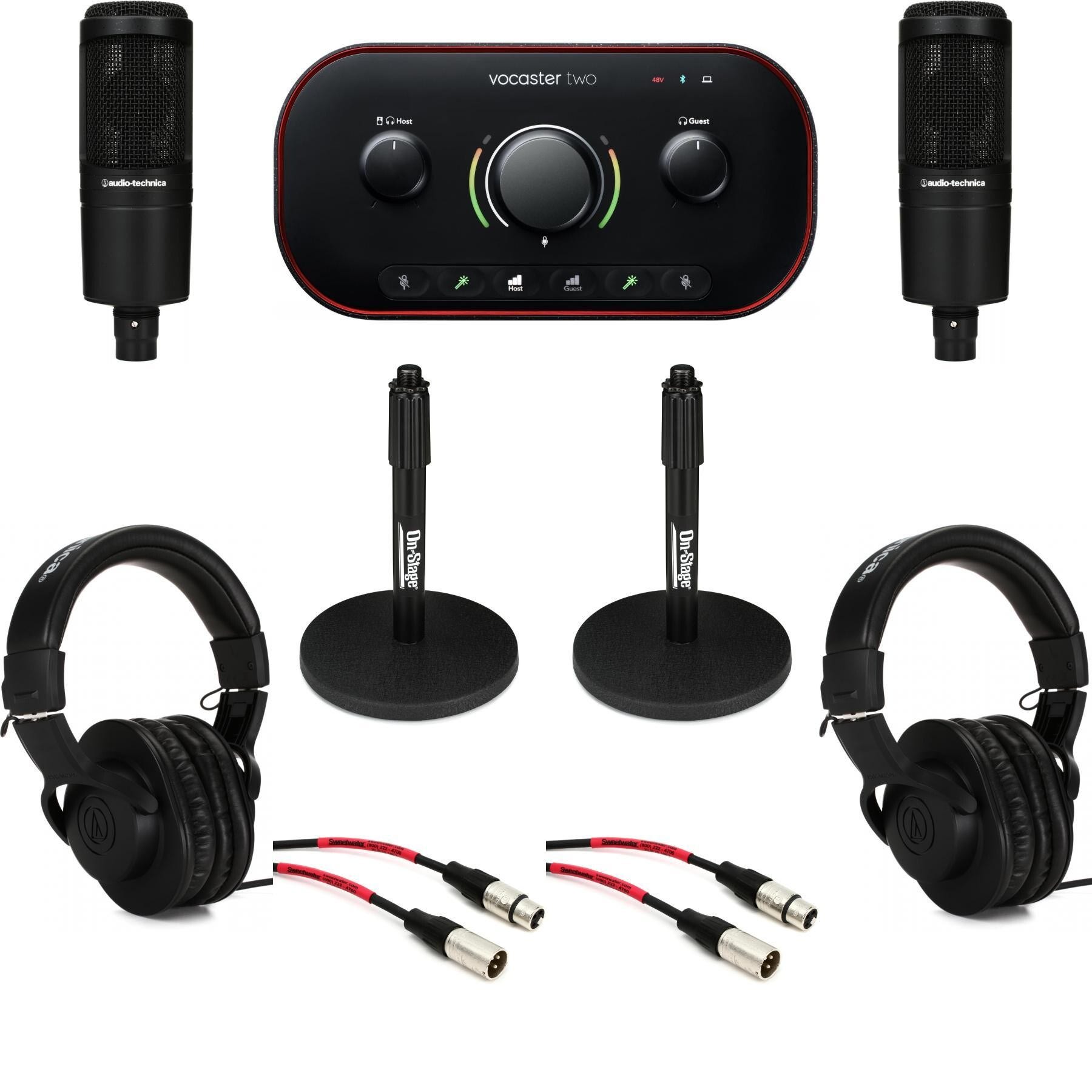 Focusrite Vocaster 2 and AT2020 Desktop Two-host Podcast Bundle ...