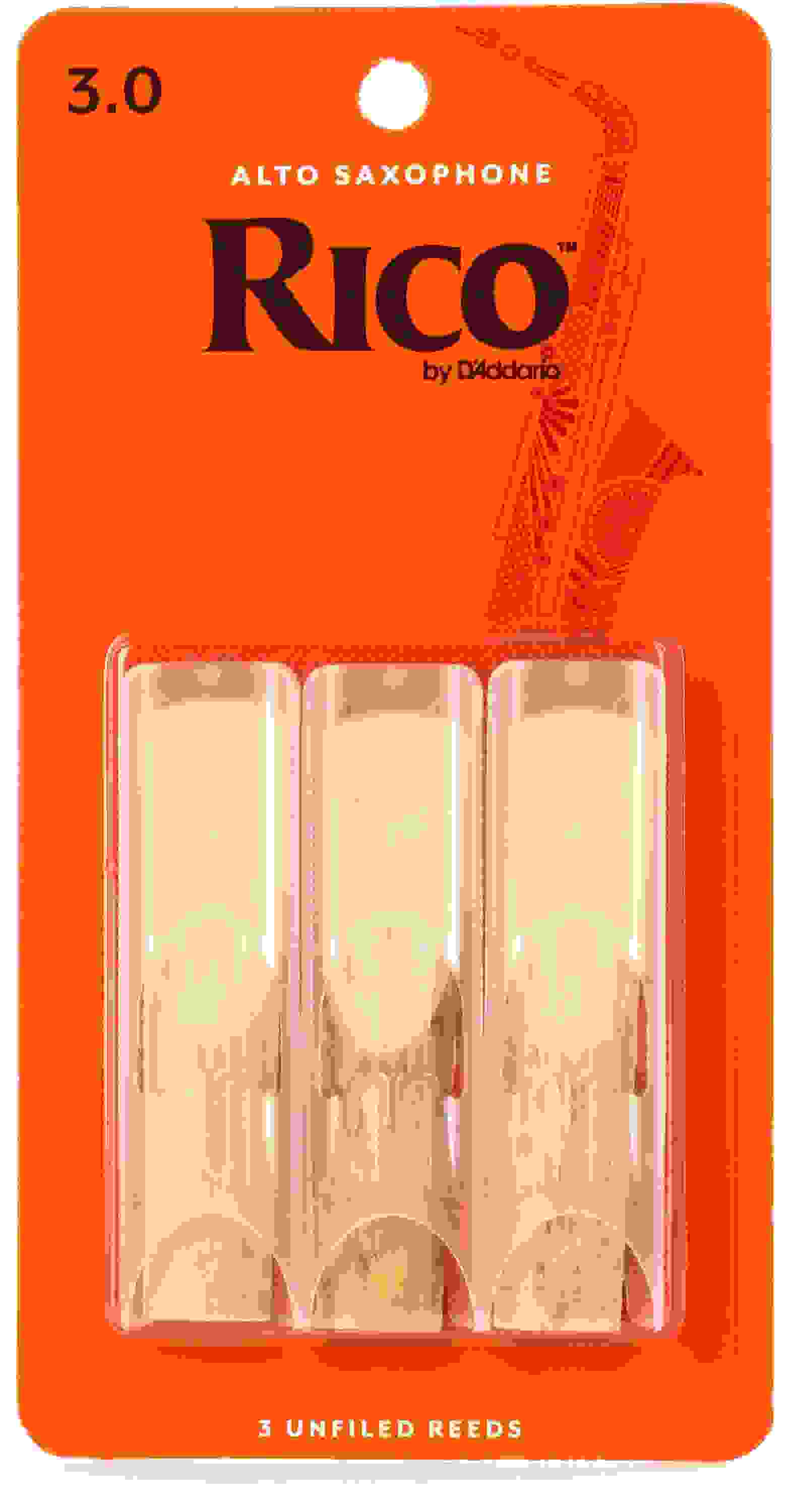 D'Addario Rico Alto Saxophone Reeds - 3.0 (3-pack) | Sweetwater