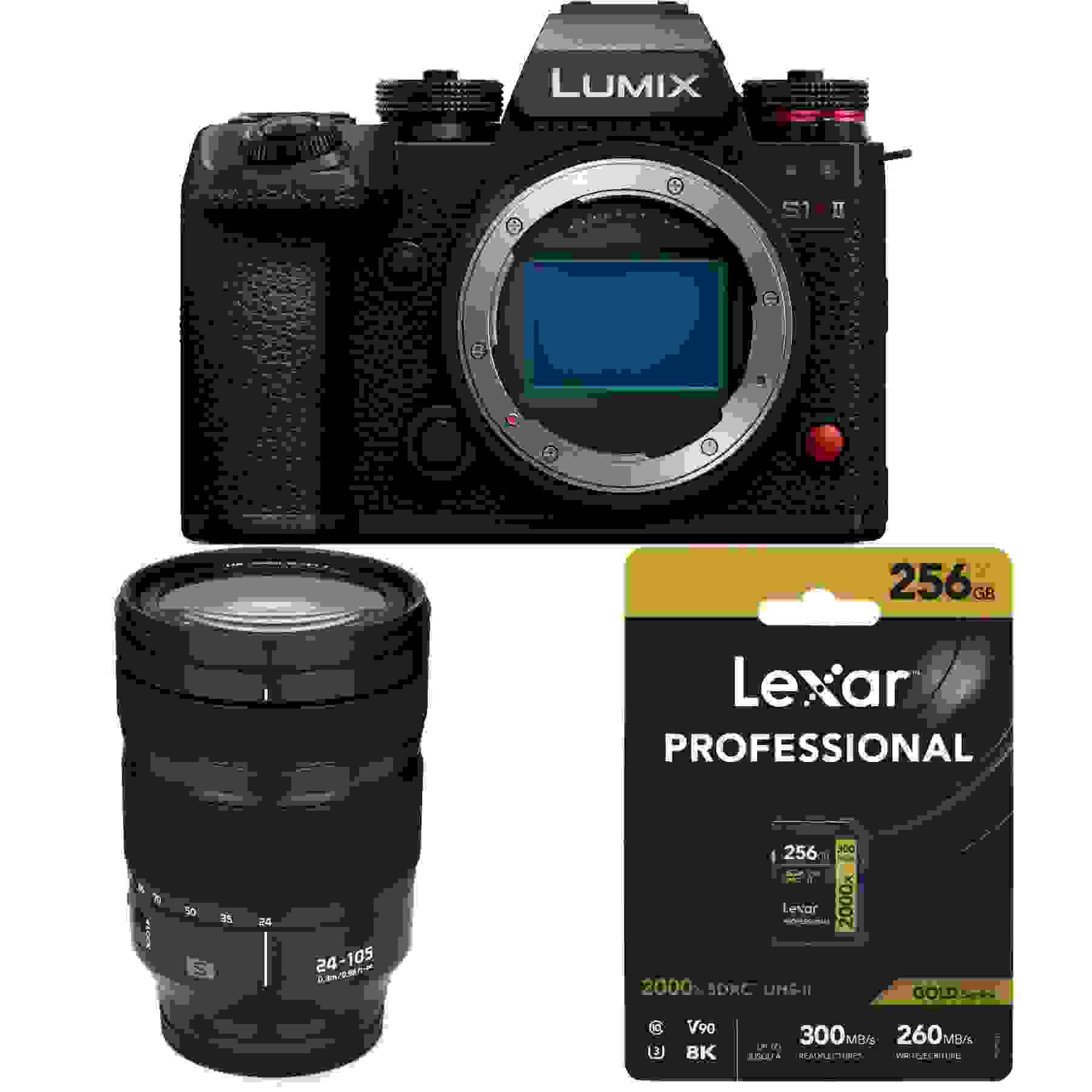 Panasonic Lumix S1RII Full-frame Mirrorless Camera with S-R24105 Lumix S 24-105mm f/4 Macro O.I ...