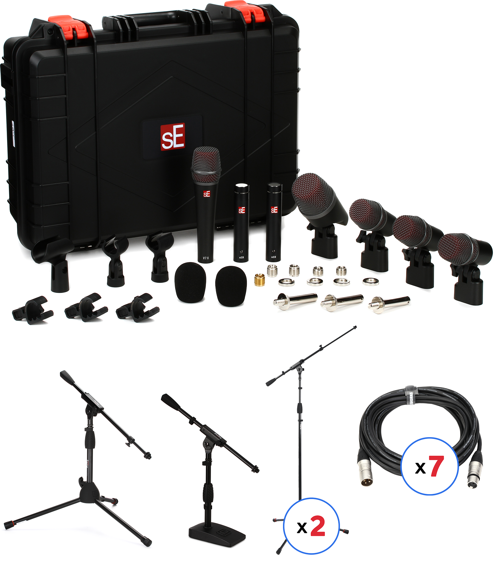 sE Electronics V Pack Arena Drum Microphone Bundle with Stands and ...