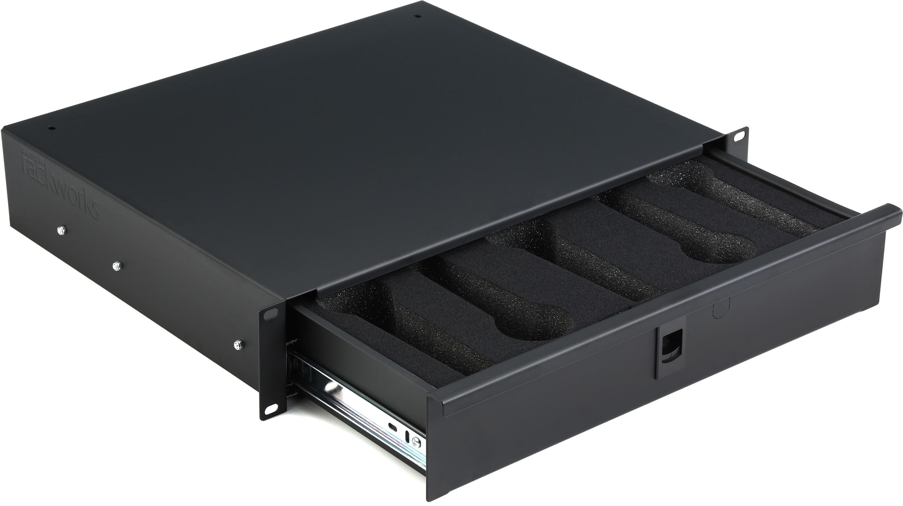 Gator GRW-DRWMIC10 2U Rack Drawer for Wired Microphones | Sweetwater