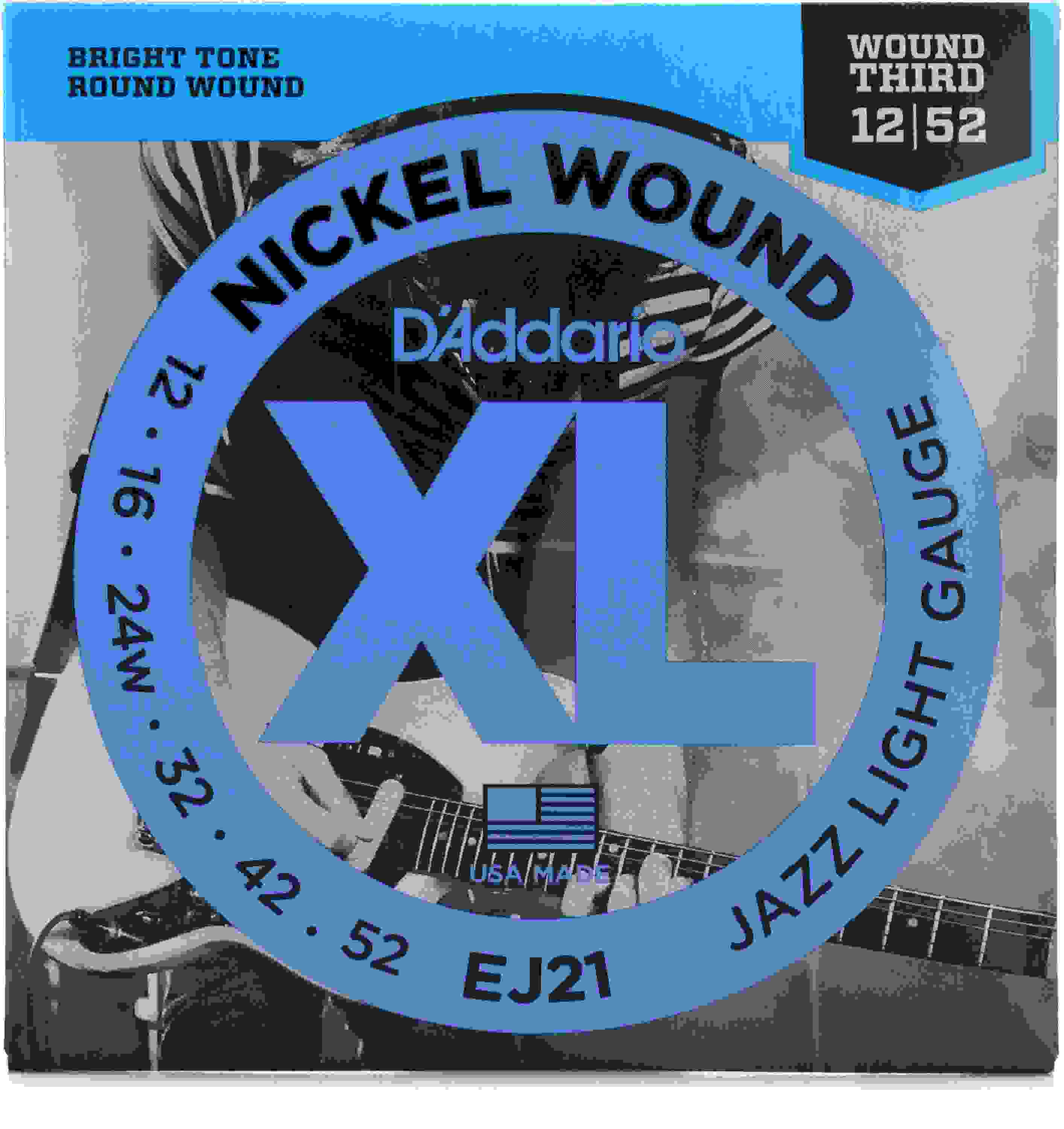 D'Addario EJ21 XL Nickel Wound Electric Guitar Strings - .012-.052 Jazz ...