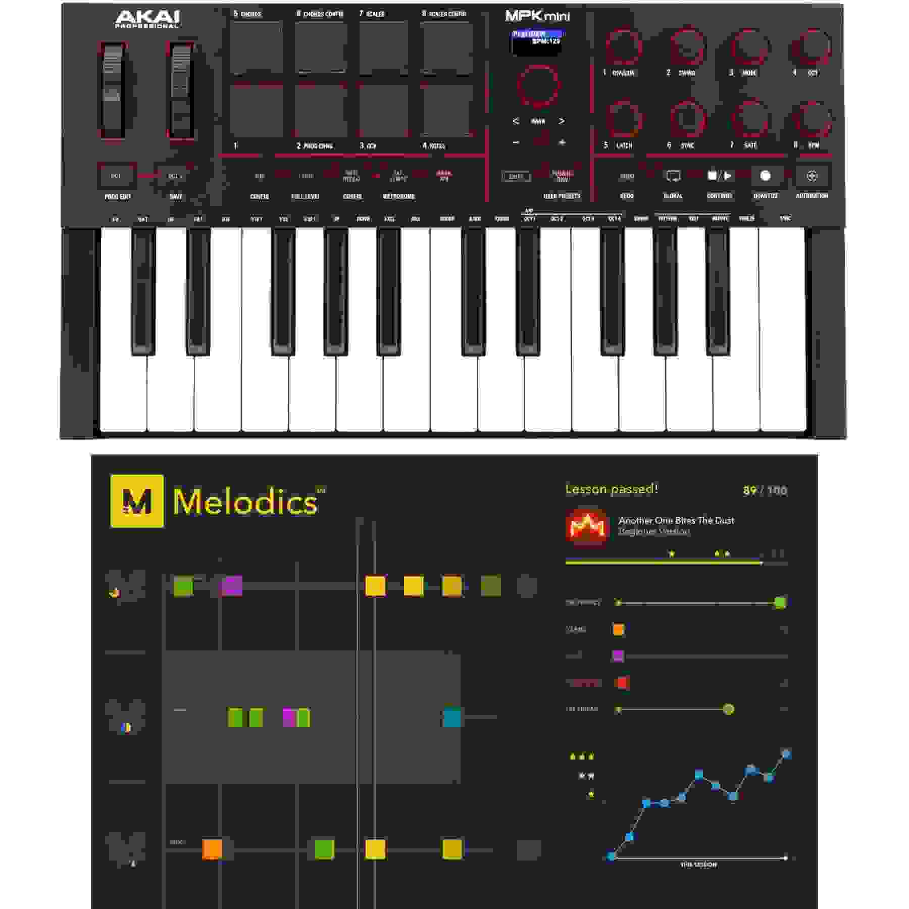 Akai Professional MPK Mini IV MIDI Keyboard Controller with Melodics Lessons - Standard (Monthly ...