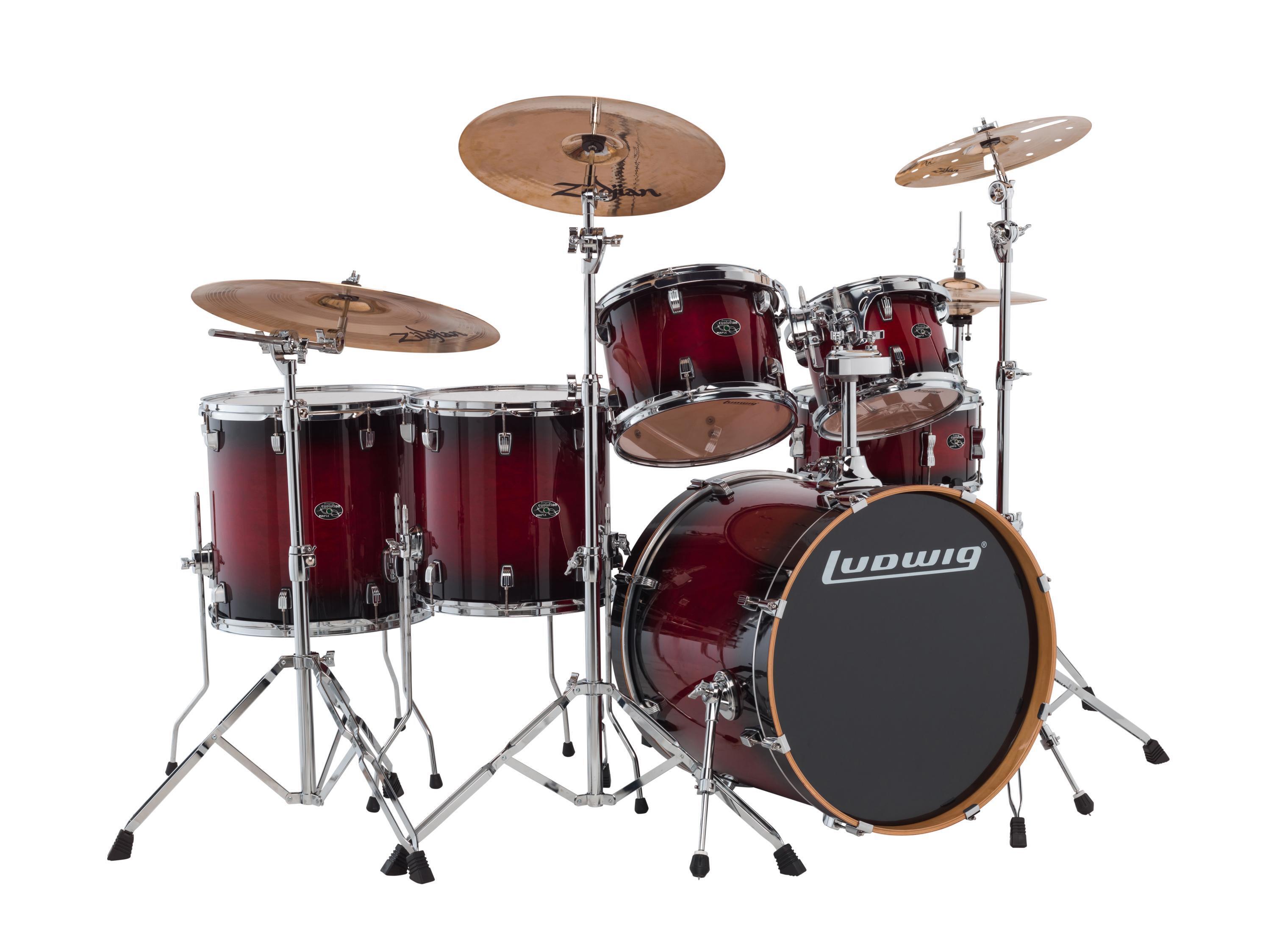 Ludwig Evolution Maple 6-piece Shell pack - 22" - Red Burst | Sweetwater