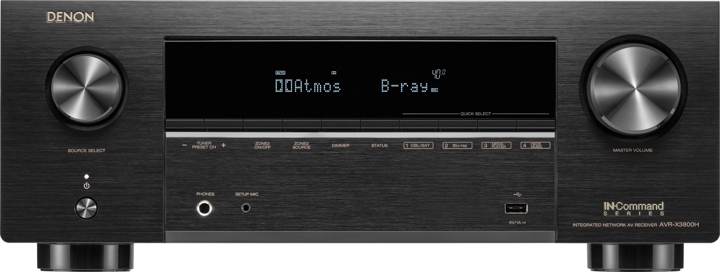 Denon AVR-X3800H 105-watt, 9.4-channel 8K A/V Receiver - Black | Sweetwater