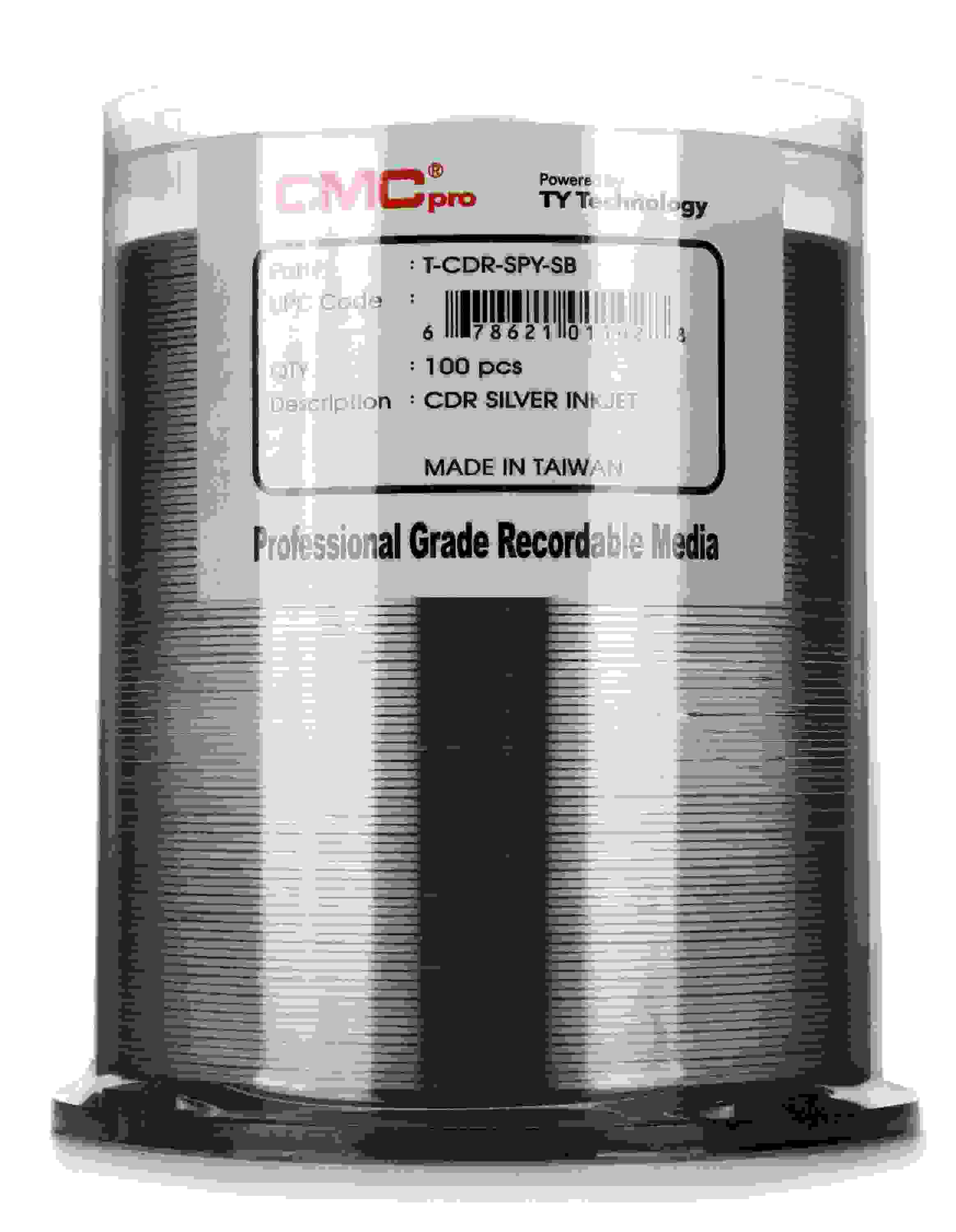 CMC Pro Inkjet Printable CD-R Media - Silver (100 Disc Spindle ...