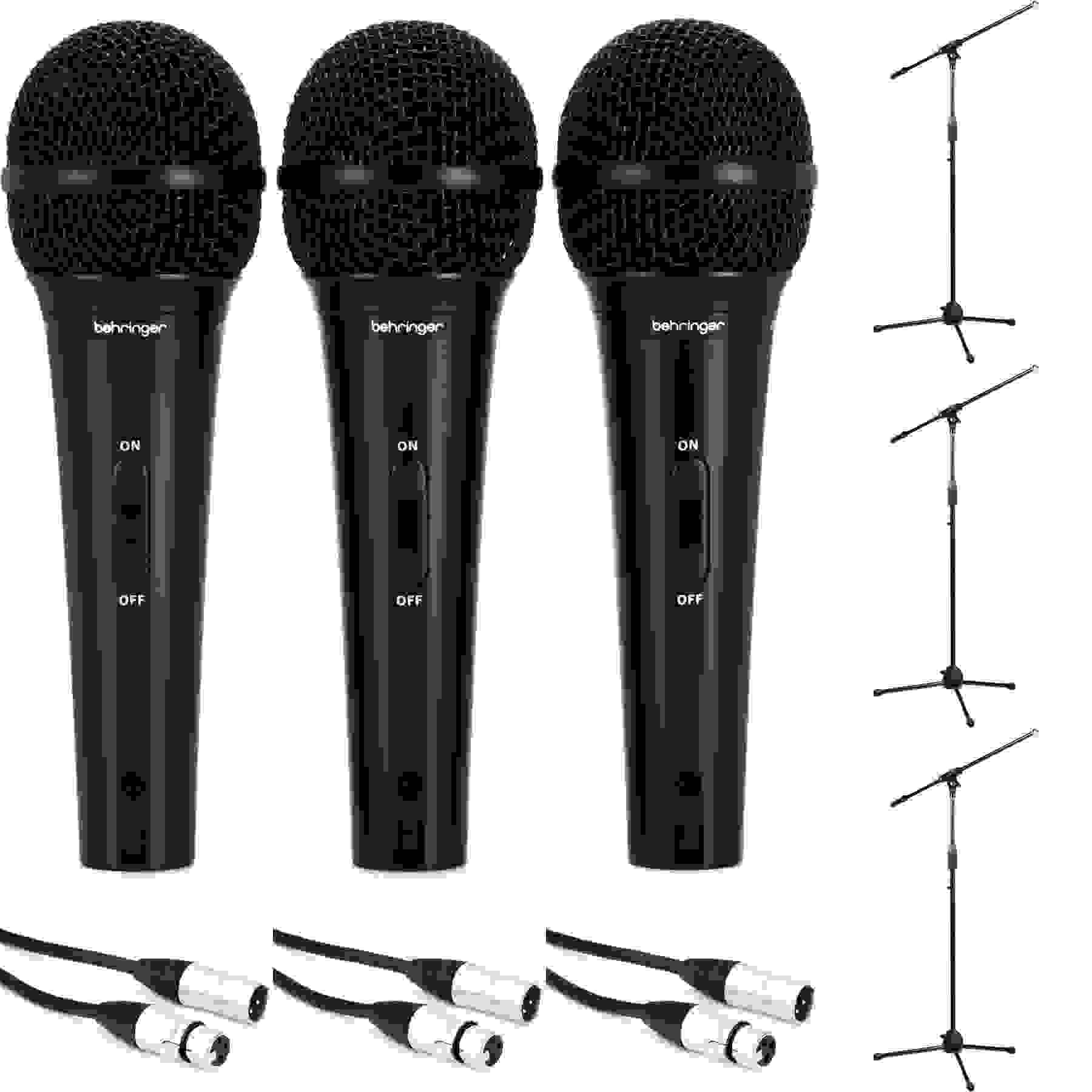 Behringer XM1800S Dynamic Microphone Bundle with Stands and Cables (3 ...