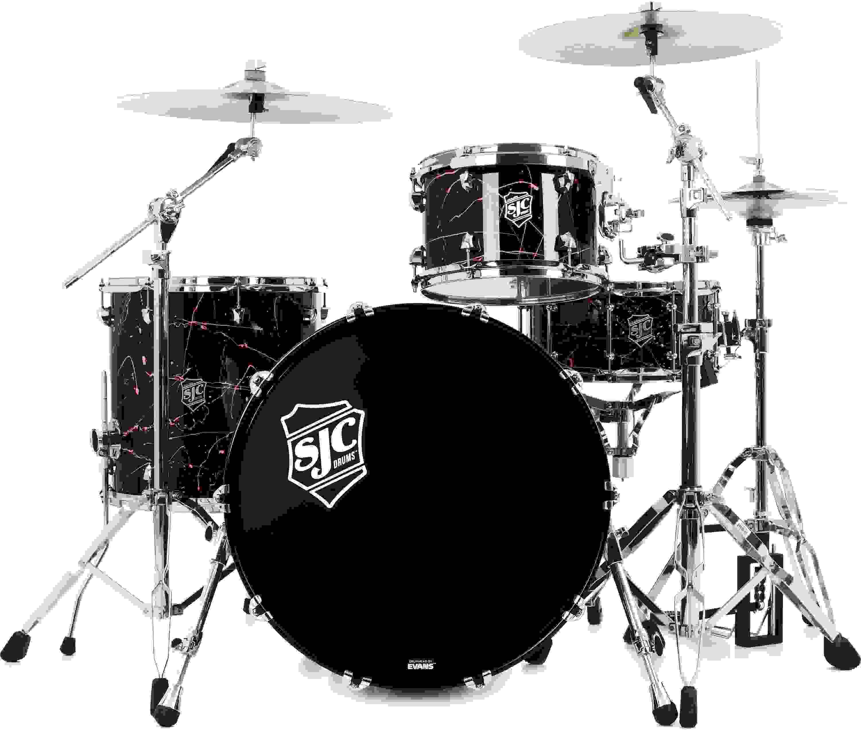 SJC Custom Drums Navigator 3-piece Shell Pack - Black with Pink ...