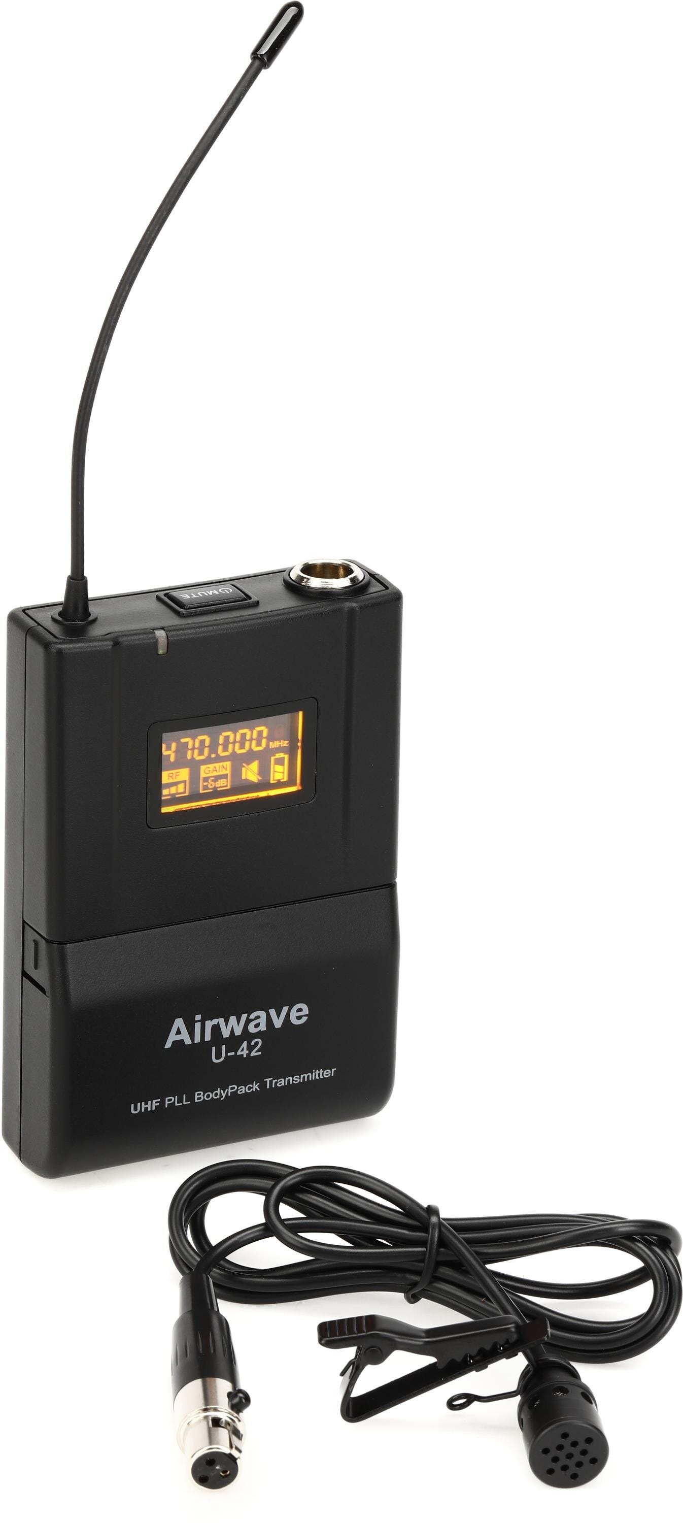 Airwave Technologies U-42A AT-4000 Series Replacement Bodypack and Lavalier Transmitter - 470 ...