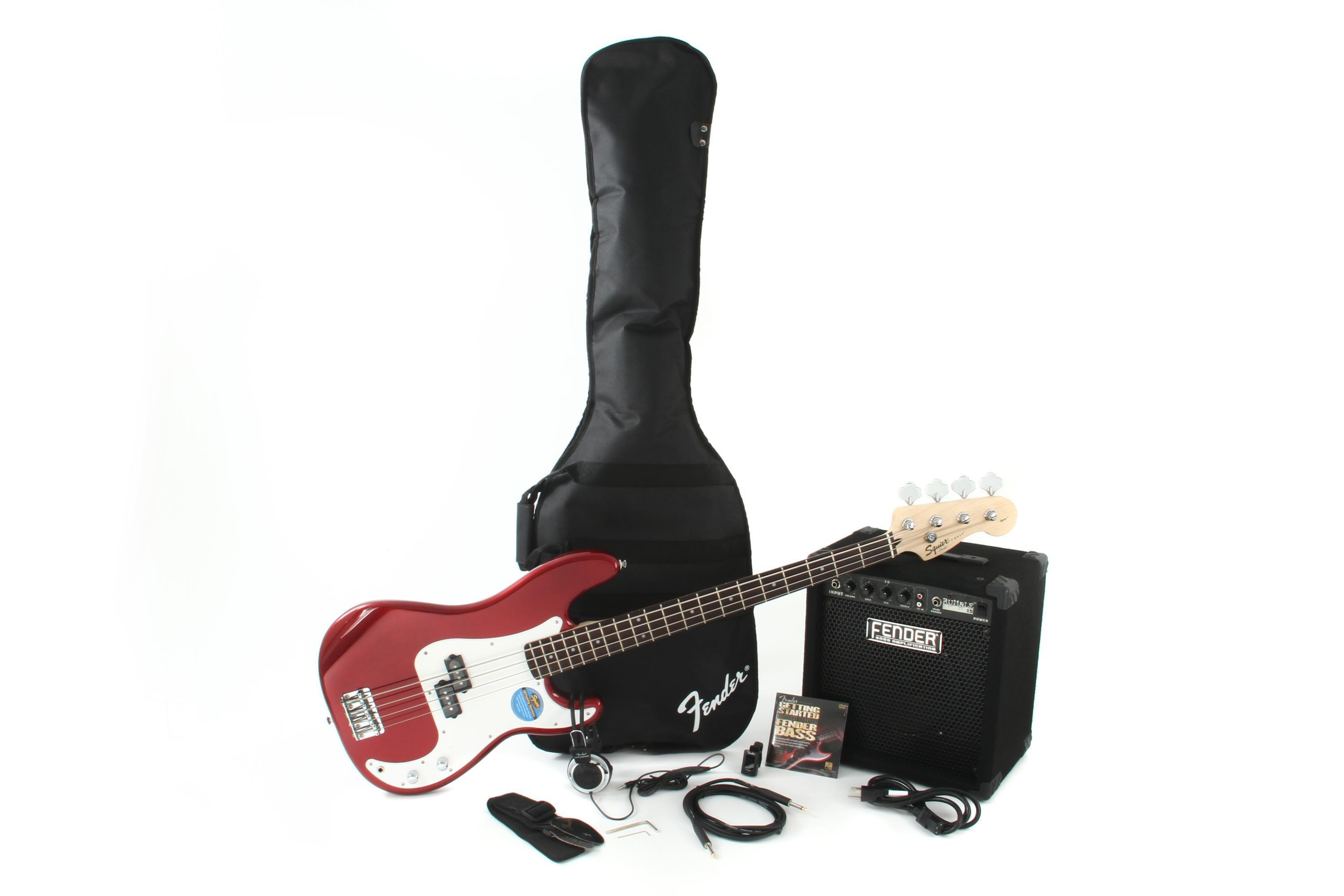 Squier Precision Bass Pack with Rumble 15 Amplifier - Metallic Red ...