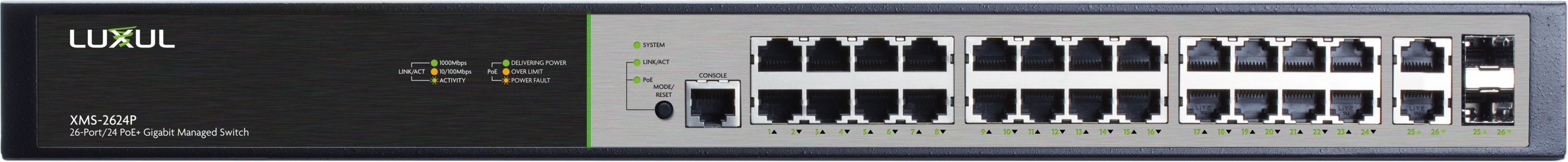 Luxul XMS-2624P 26-port/24 PoE+ Rackmount Gigabit Managed Switch | Sweetwater