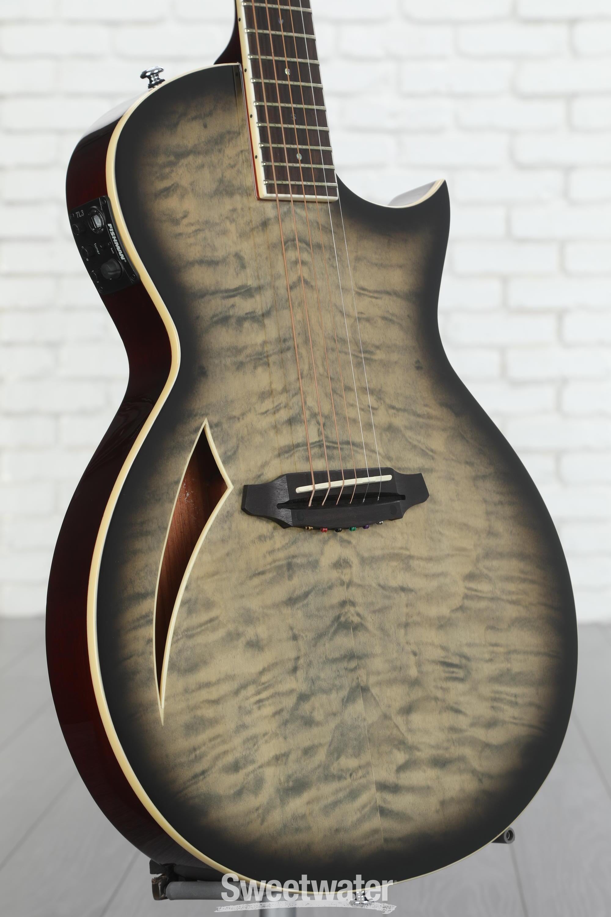 ESP LTD TL-6QM Thinline Acoustic-electric Guitar - Charcoal Burst ...