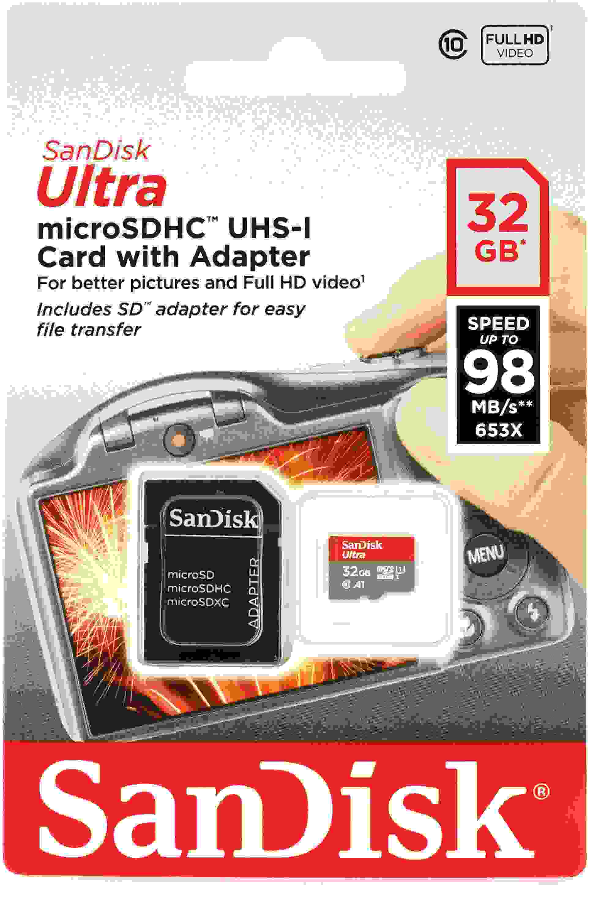 SanDisk Ultra microSDHC Card - 32GB, Class 10, UHS-I | Sweetwater