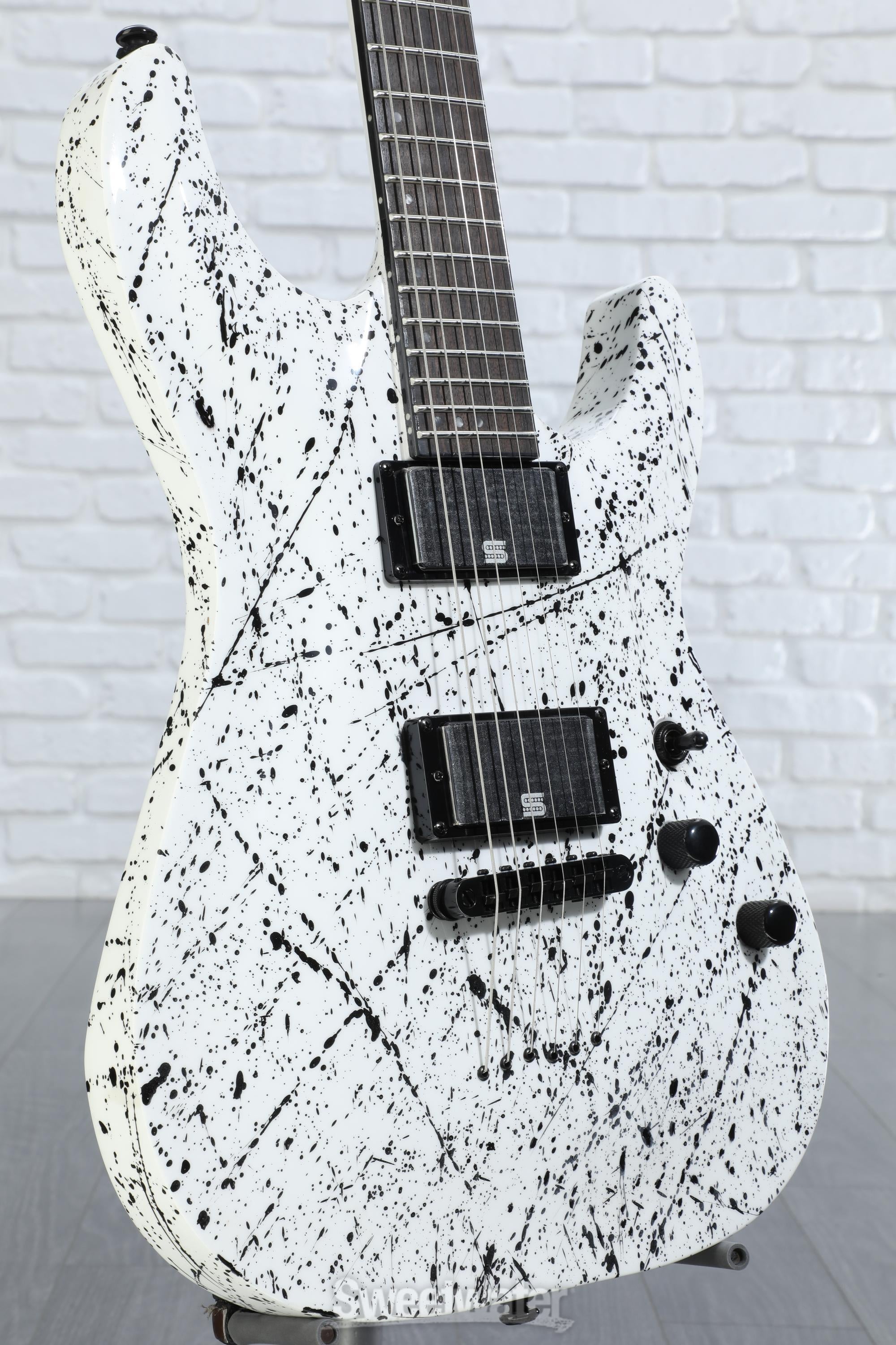 Schecter C-1 Ink Bomb Electric Guitar - White with Black Splatters ...