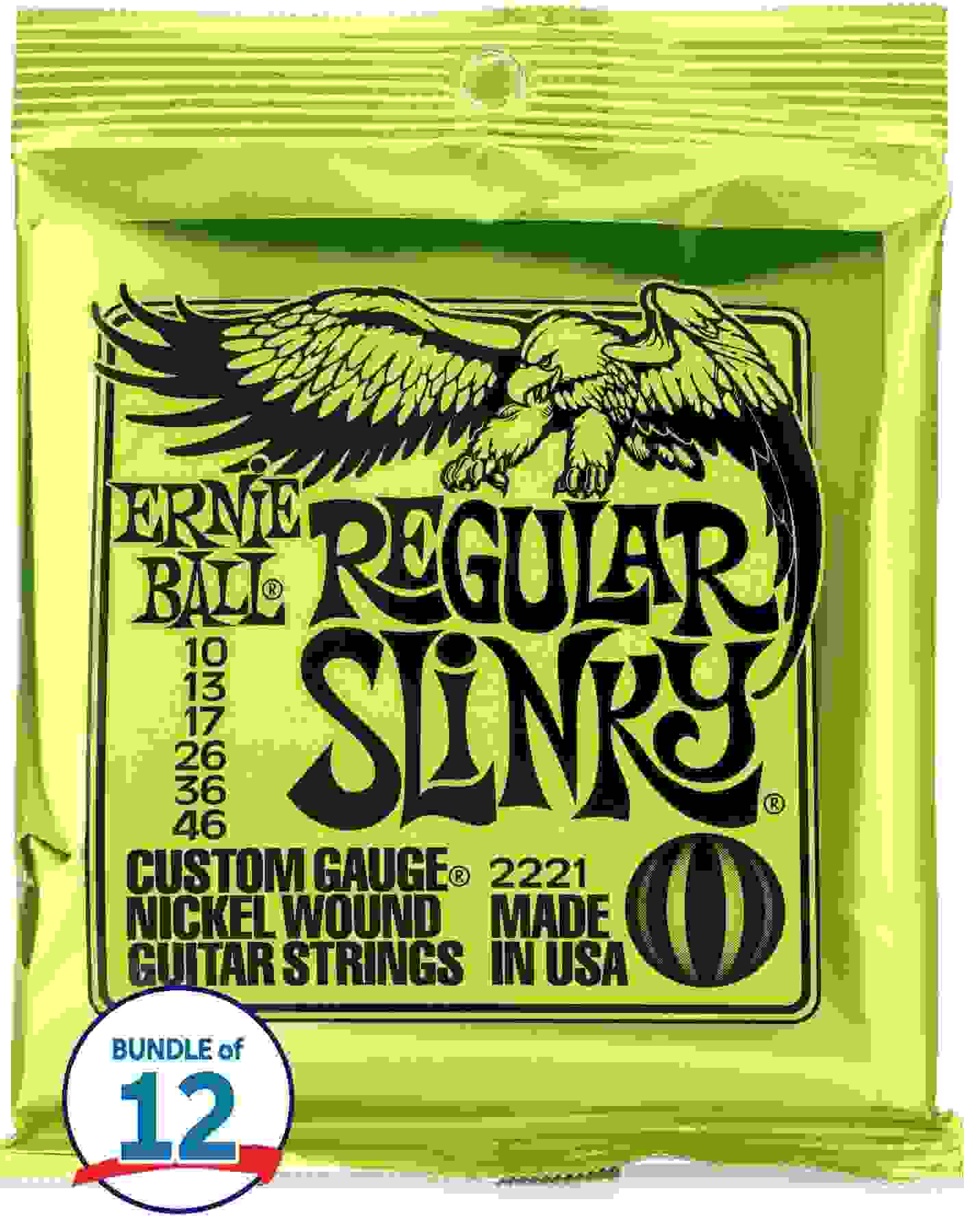 Ernie Ball 2221 Regular Slinky Nickel Wound Electric Guitar Strings - .010-.046 (12-pack ...