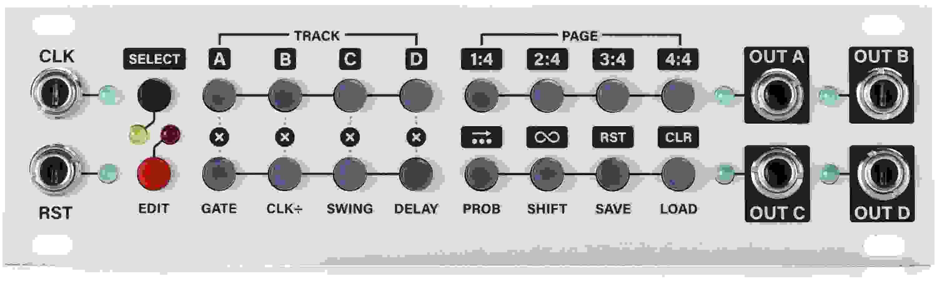Intellijel Steppy 1U 4-Track 64-Step Programmable Gate Sequencer ...