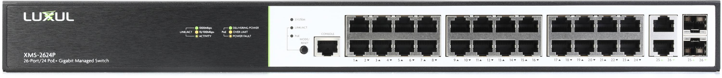 Luxul XMS-2624P 26-port/24 PoE+ Rackmount Gigabit Managed Switch ...