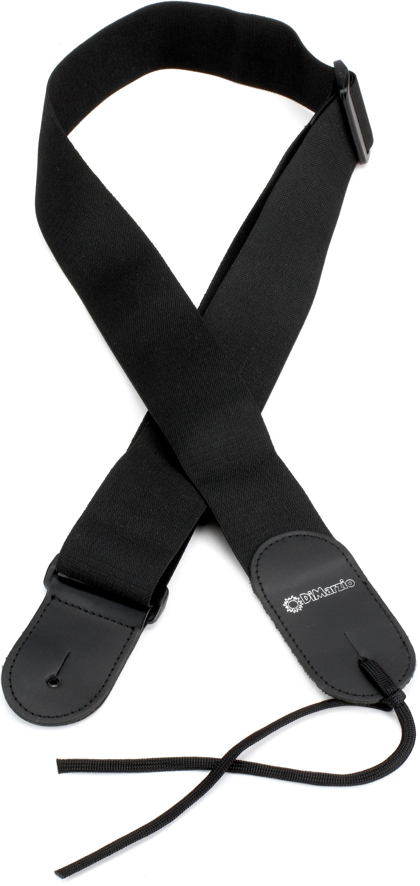 DiMarzio DD3100E 2 inch Elastic Strap with Leather Ends - Black ...