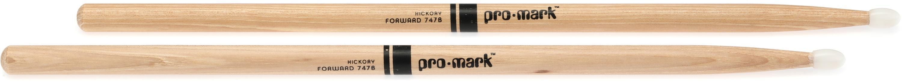 Promark Classic Forward Drumsticks - Hickory - 747B - Nylon Tip ...
