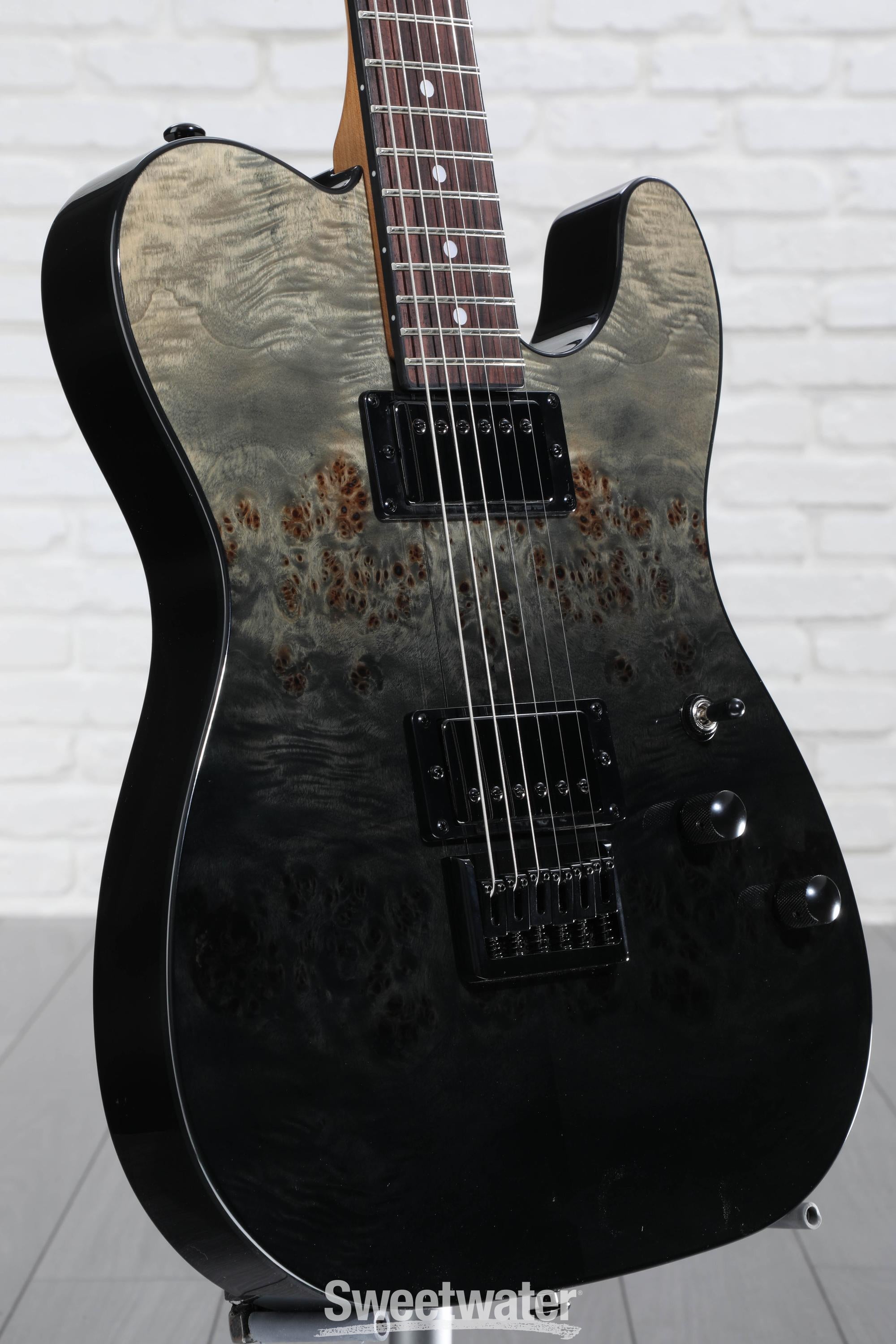 Schecter PT Standard Electric Guitar - Black Fade Burst Burl | Sweetwater