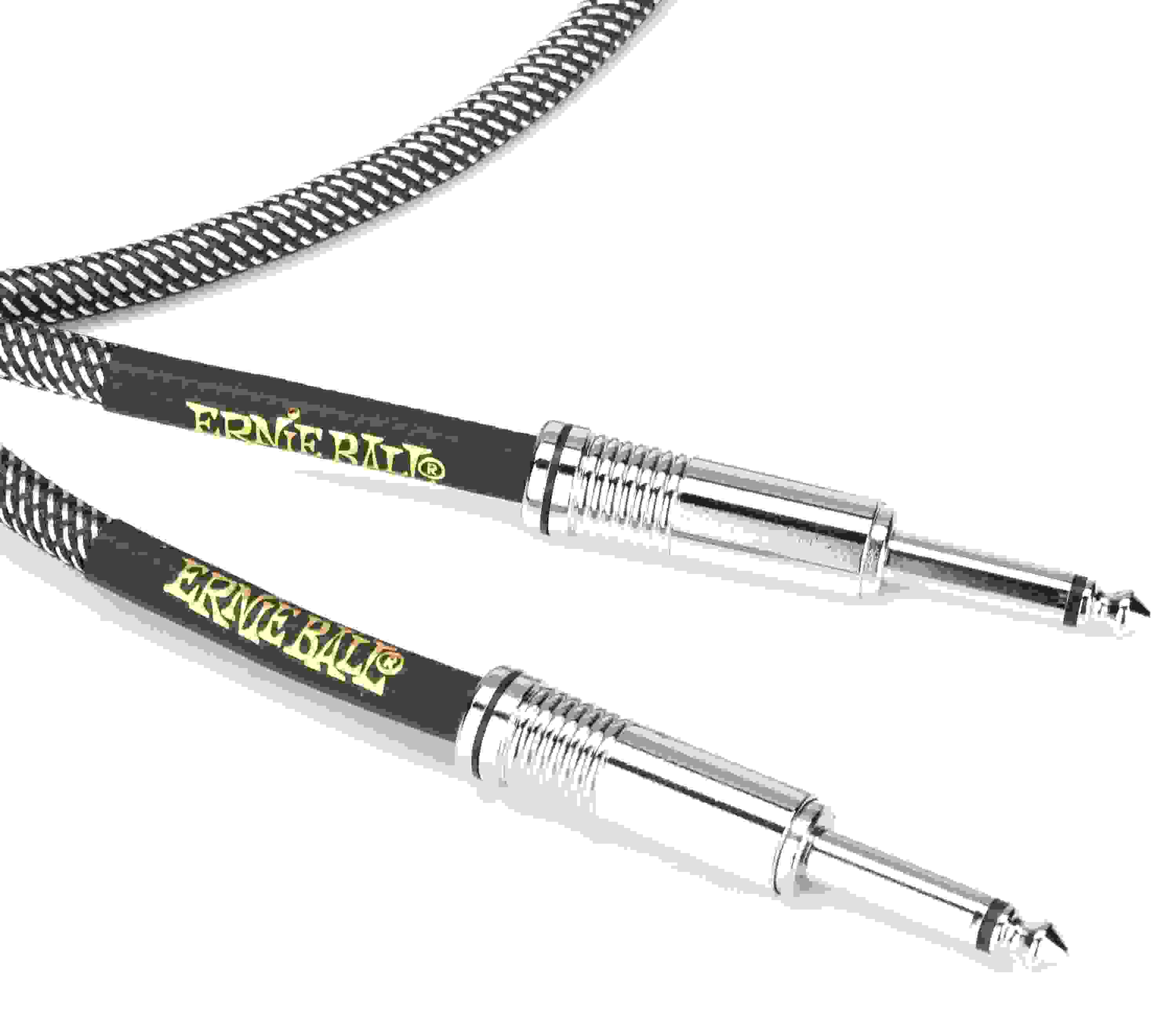 Ernie Ball EB6433 Braided Instrument Cable - 18 foot, Silver Fox ...
