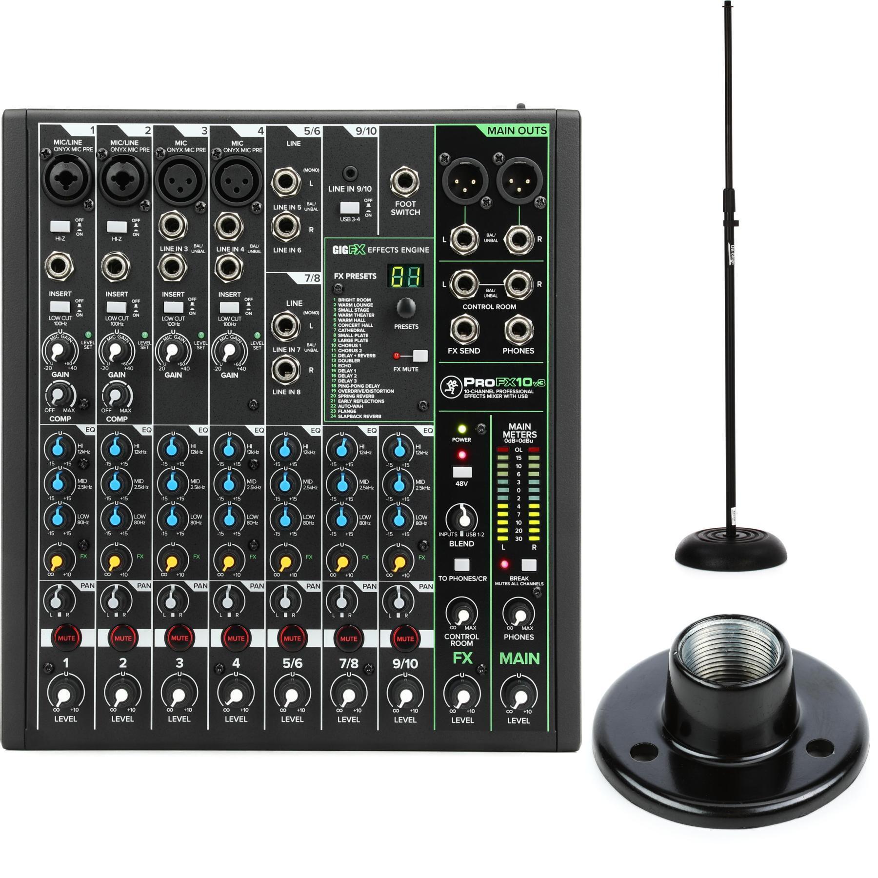 Mackie ProFX10v3 10-channel Mixer with Stand | Sweetwater